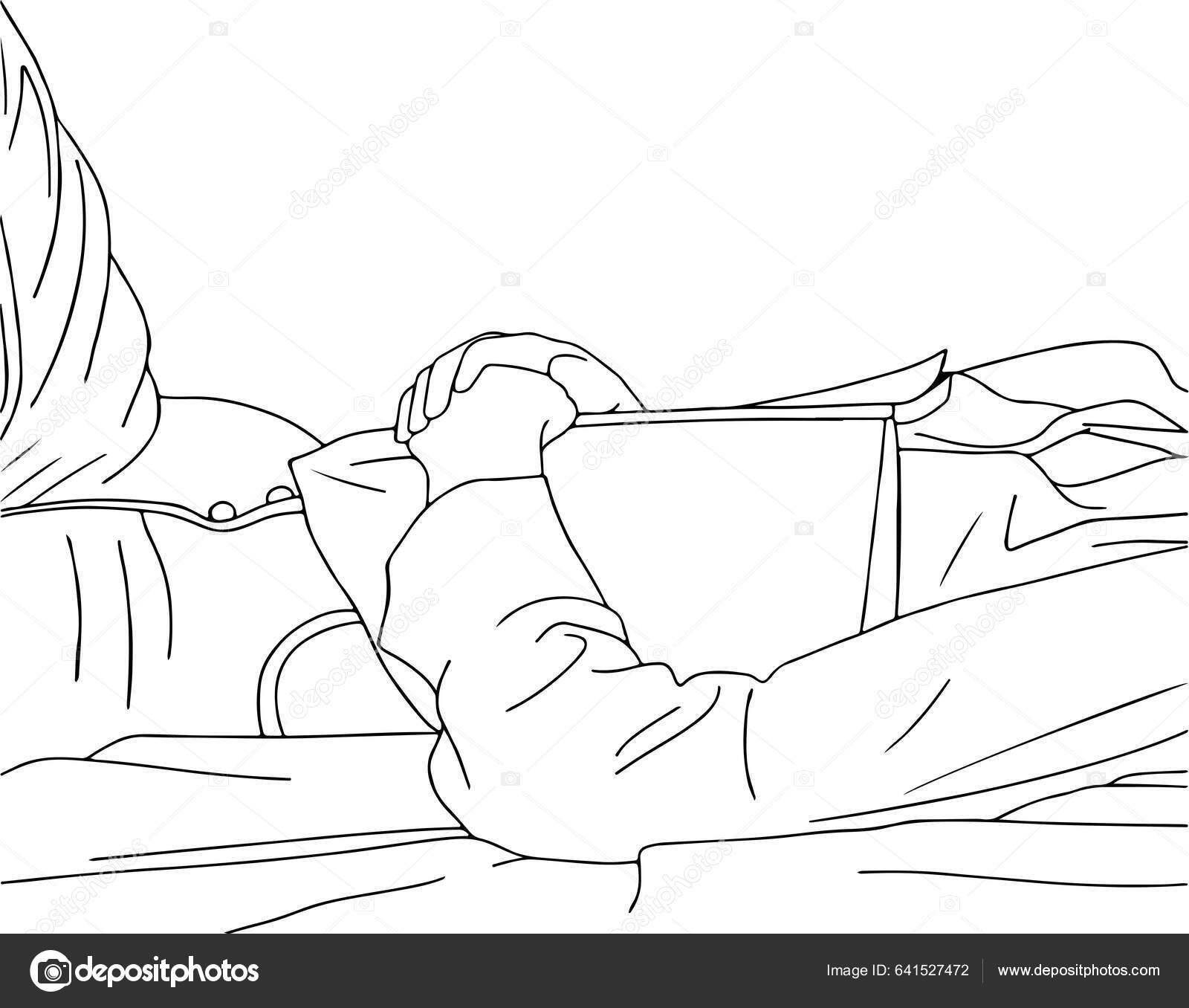 Continuous Line Sketch Girl Book Lying Sofa Stock Vector by ...