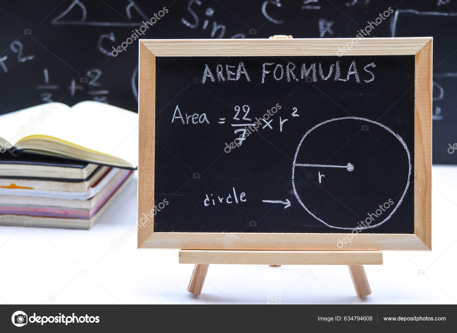 Blackboard Hand Written Geometry Area Formulas Geometric Shapes Figures ...