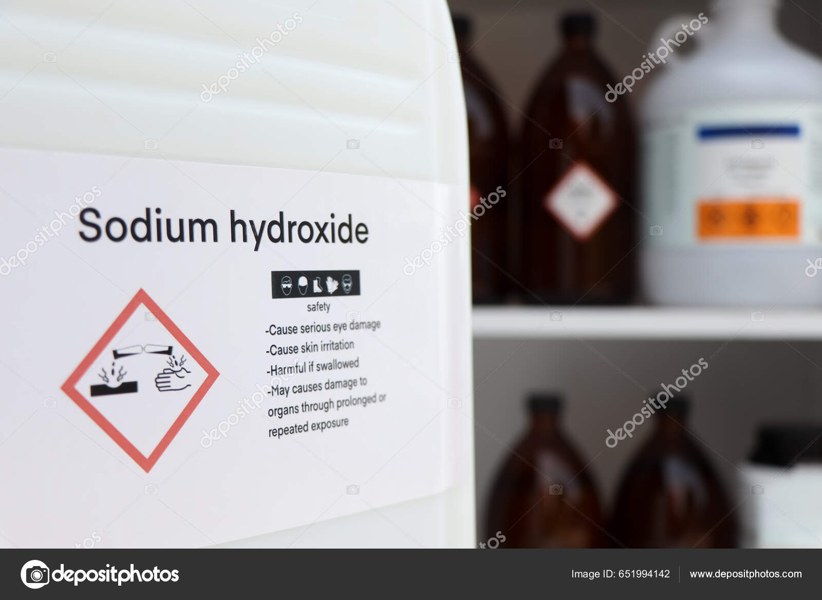 Sodium Hydroxide Hazardous Chemicals Symbols Containers Chemical ...
