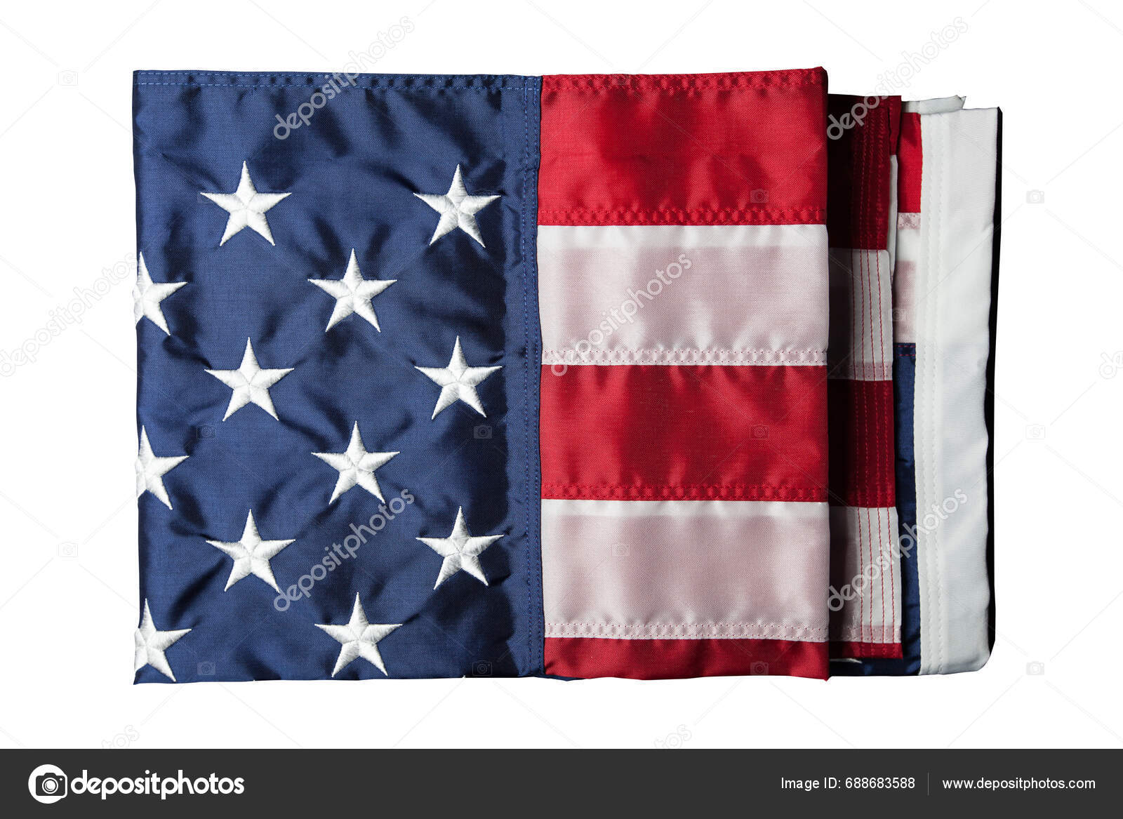 Usa Flag Folded Isolated White — Stock Photo © 4masik #688683588