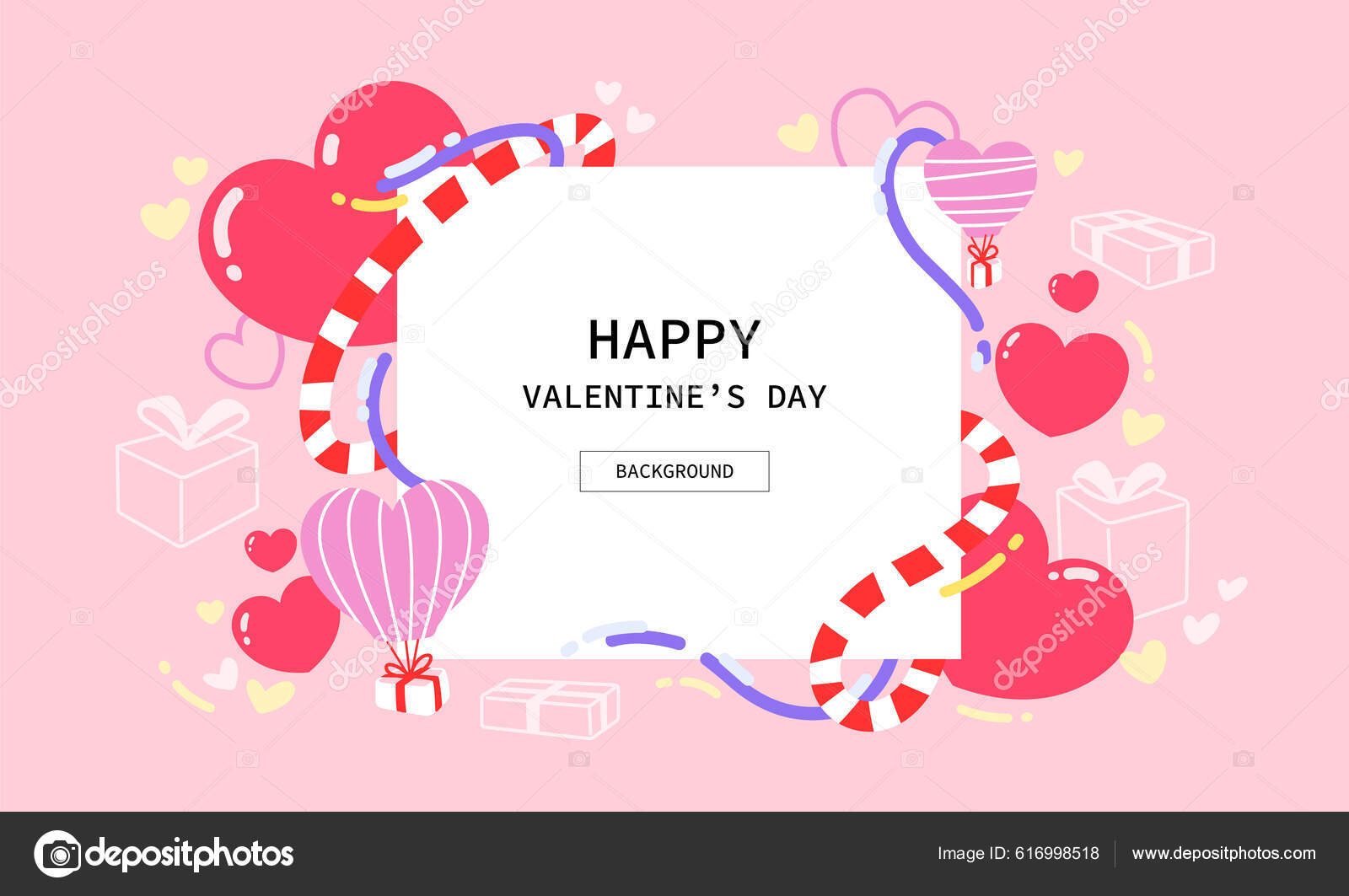 Happy Valentine's Day Background White Text Box Sweet Fun Style Stock ...
