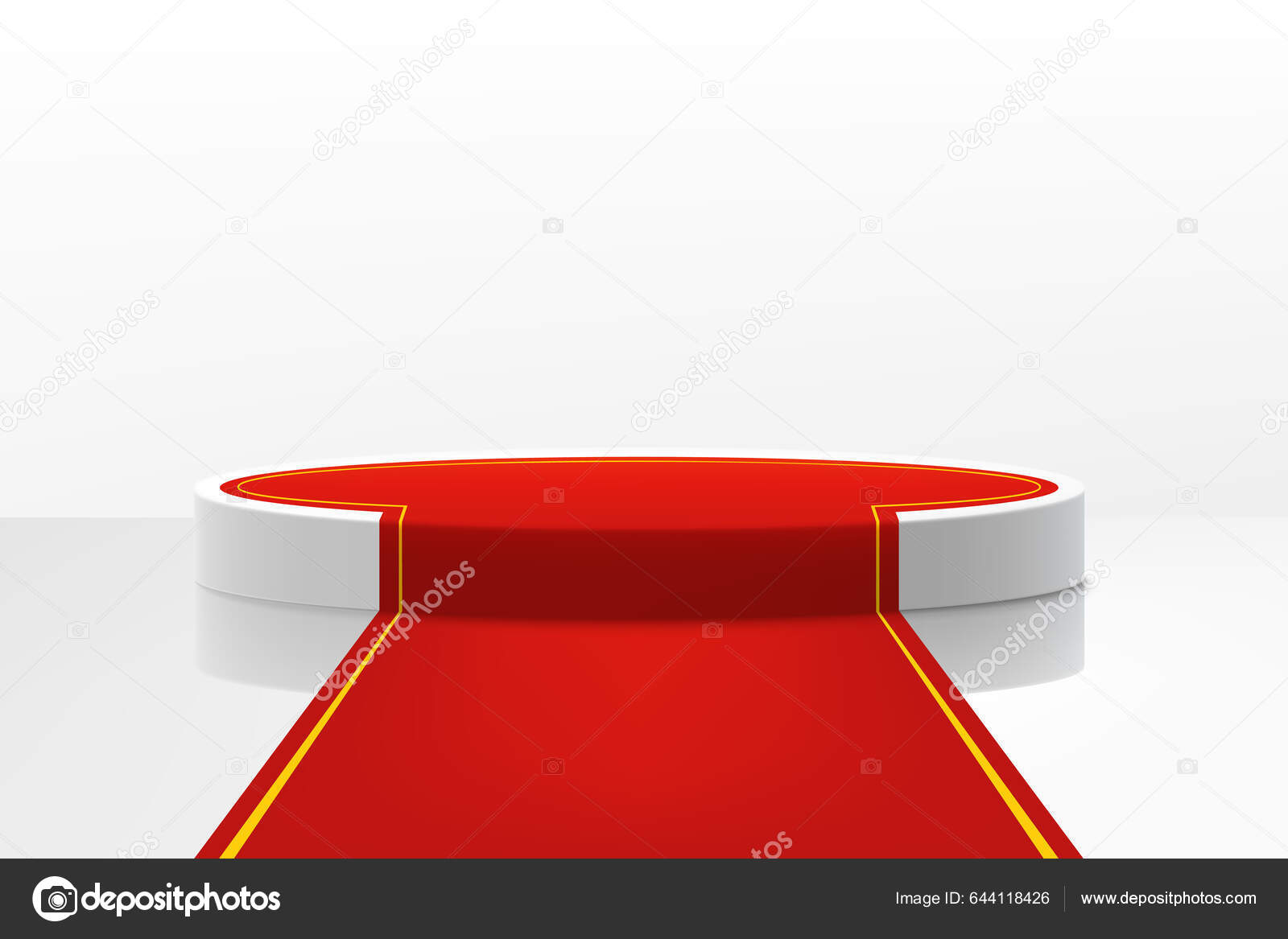 Podio Escenario Iluminado Con Camino Rojo Para Ceremonia Entrega ...