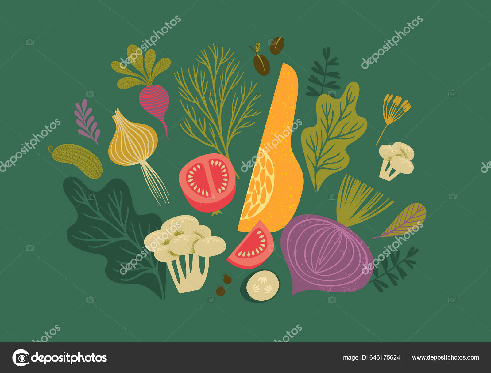 Vector Illustration Fruits Vegetables Healthy Food Isolated Element Design Stock Vector by ...