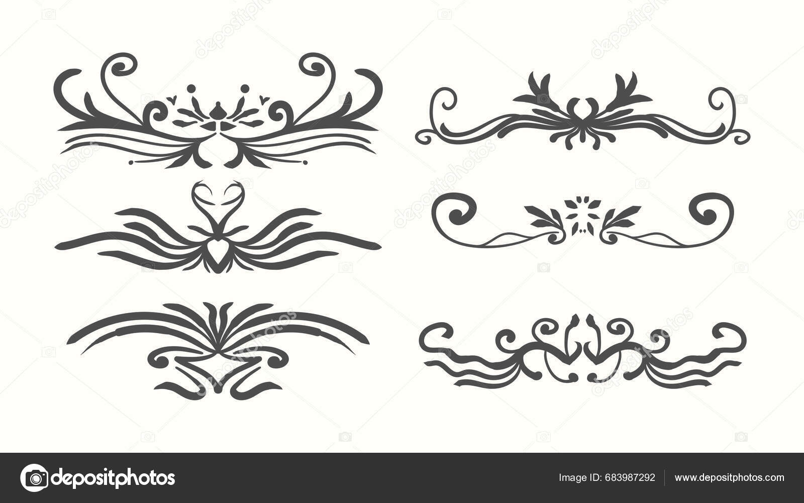 Borders Dividers Decorative Ornamental Elements Vintage Retro Swirl ...