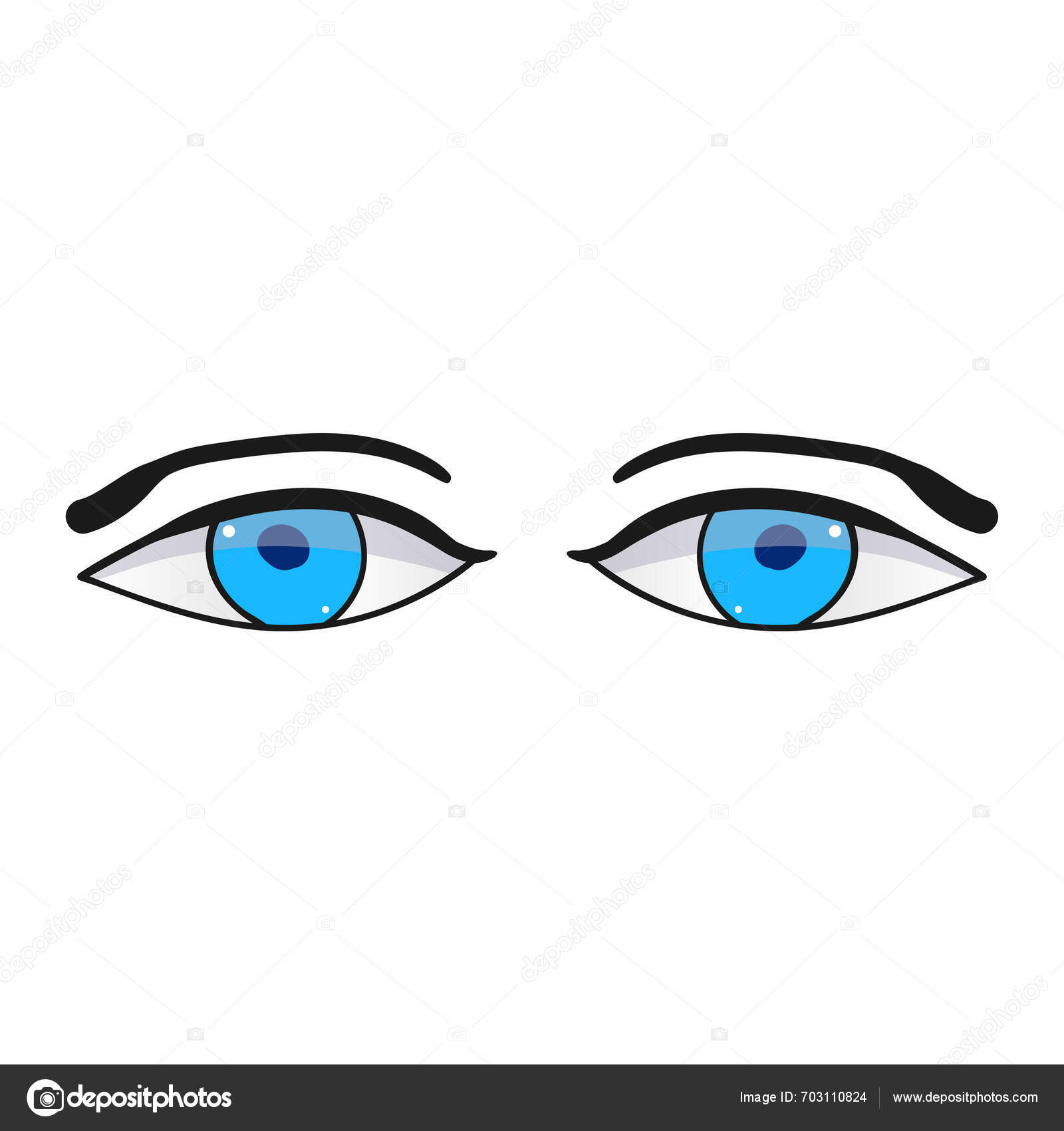 Man Blue Eyes Comic Isolated White Background Hand Drawn Open Stock Vector By ©aisiiyan 703110824