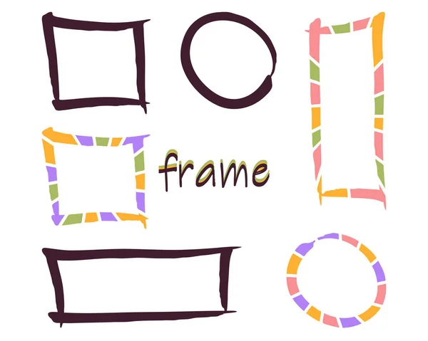 Keretek Firka Stílus Határok Set Kézzel Rajzolt Paca Ecsetvonások ...