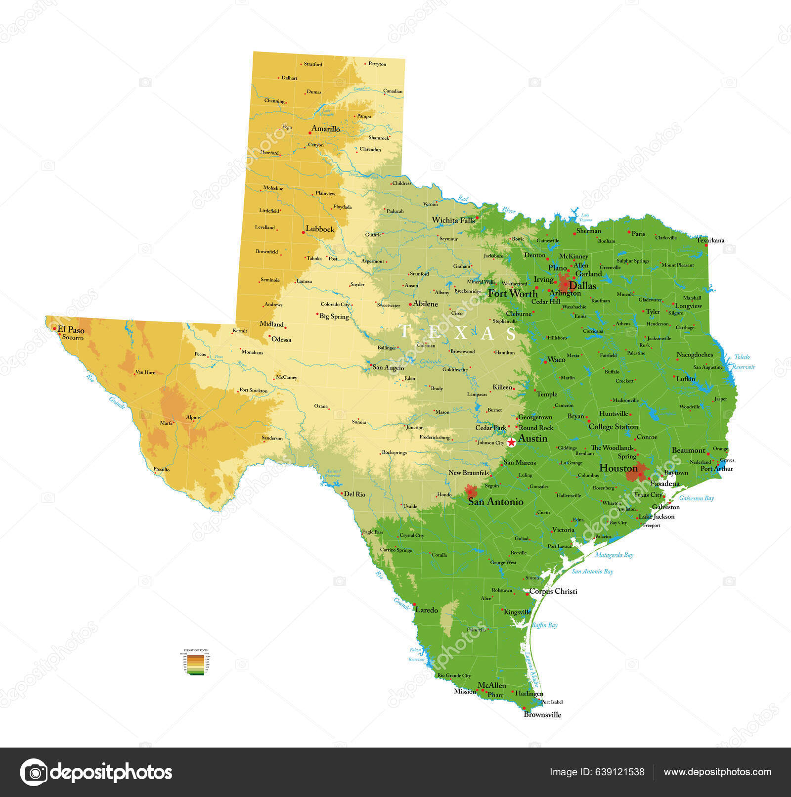 Texas Highly Detailed Physical Map Stock Vector Image by ©BogdanSerban ... Texas Highly Detailed Physical Map Stock Vector Image by ©BogdanSerban ...