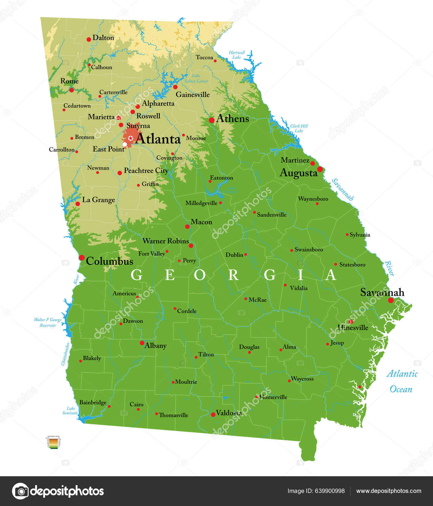 physical feature map of georgia