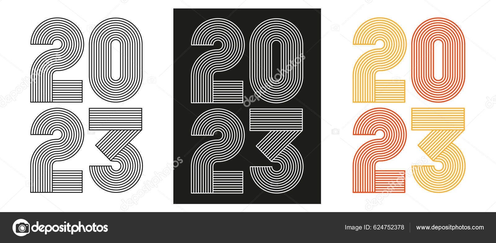2023 Line Art Design Retro 70S Style Numbers Stock Vector by ©Olga_C ...