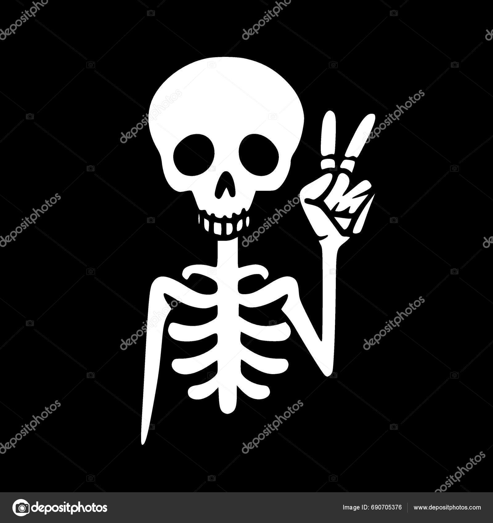 Skeleton Peace Sign Minimalist Simple Silhouette Vector Illustration ...