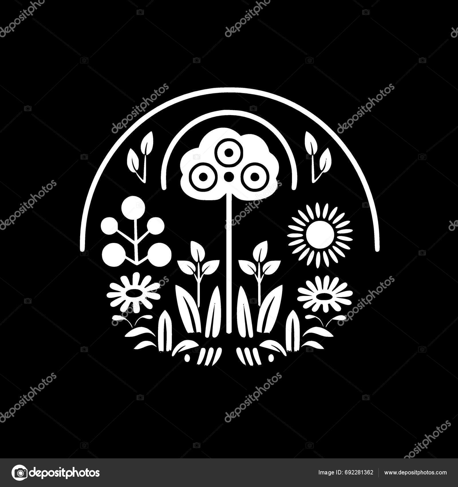 Garden Black White Vector Illustration Stock Vector by ©CreativeOasis ...