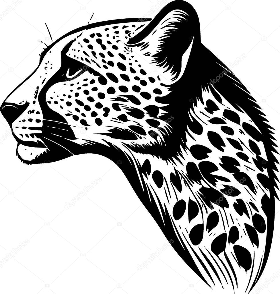 Cheetah print - ilustración vectorial en blanco y negro 2024