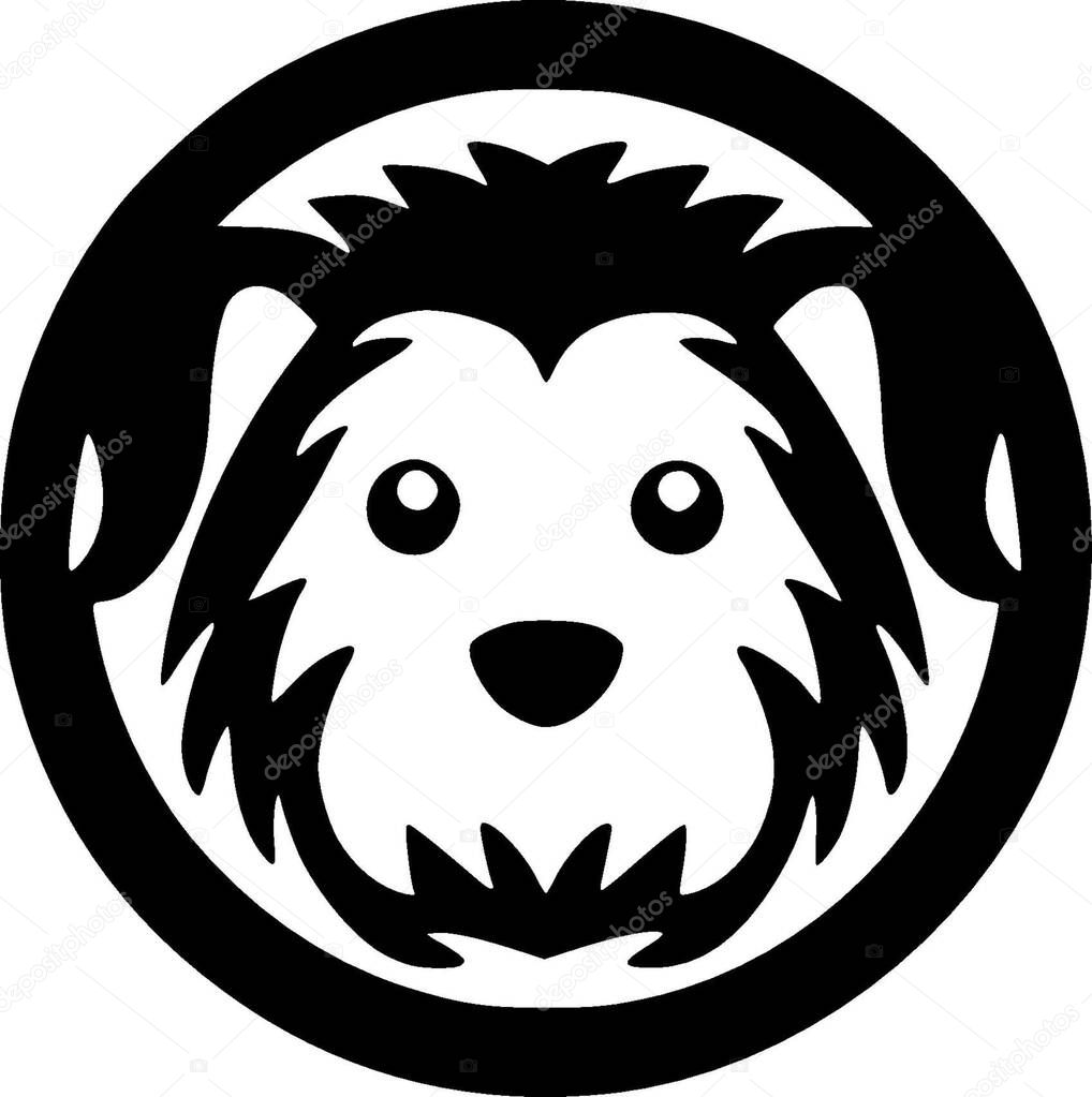 Perro - ilustraci n vectorial en blanco y negro 2024