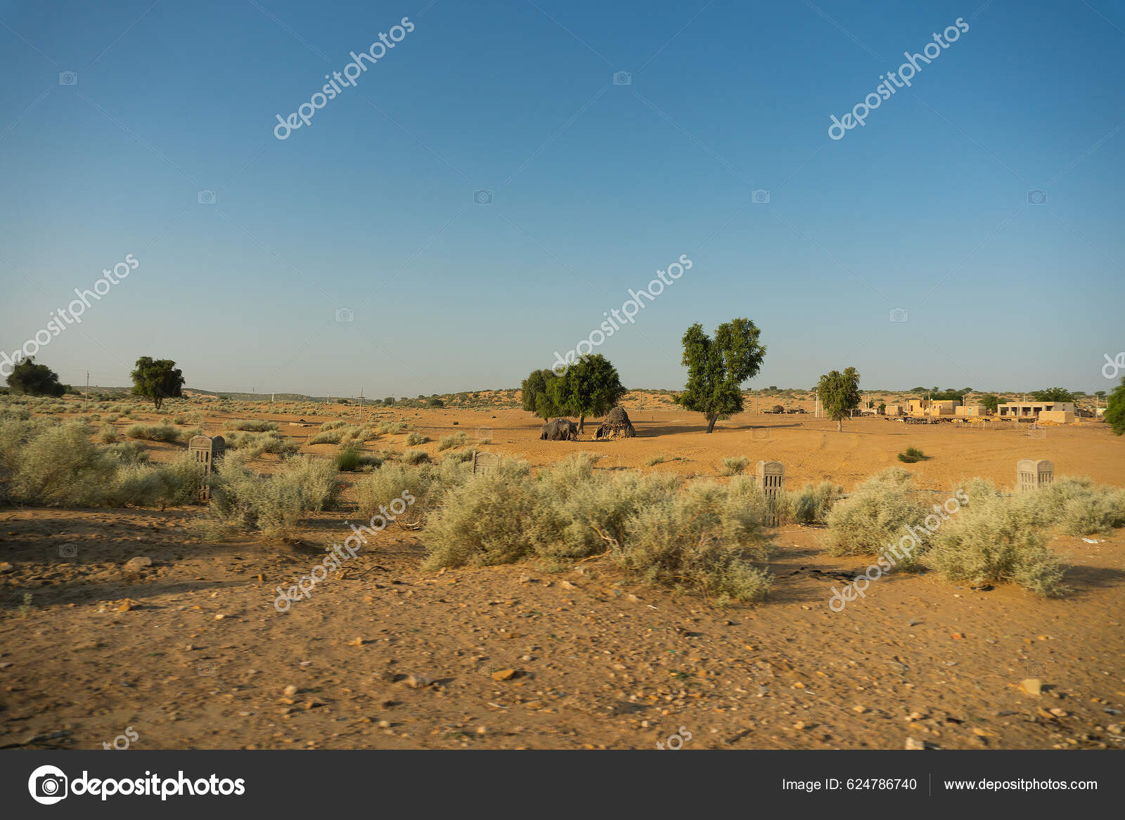 Ranautar Remote Desert Village Desert Distant Horizon Hot Summer ...