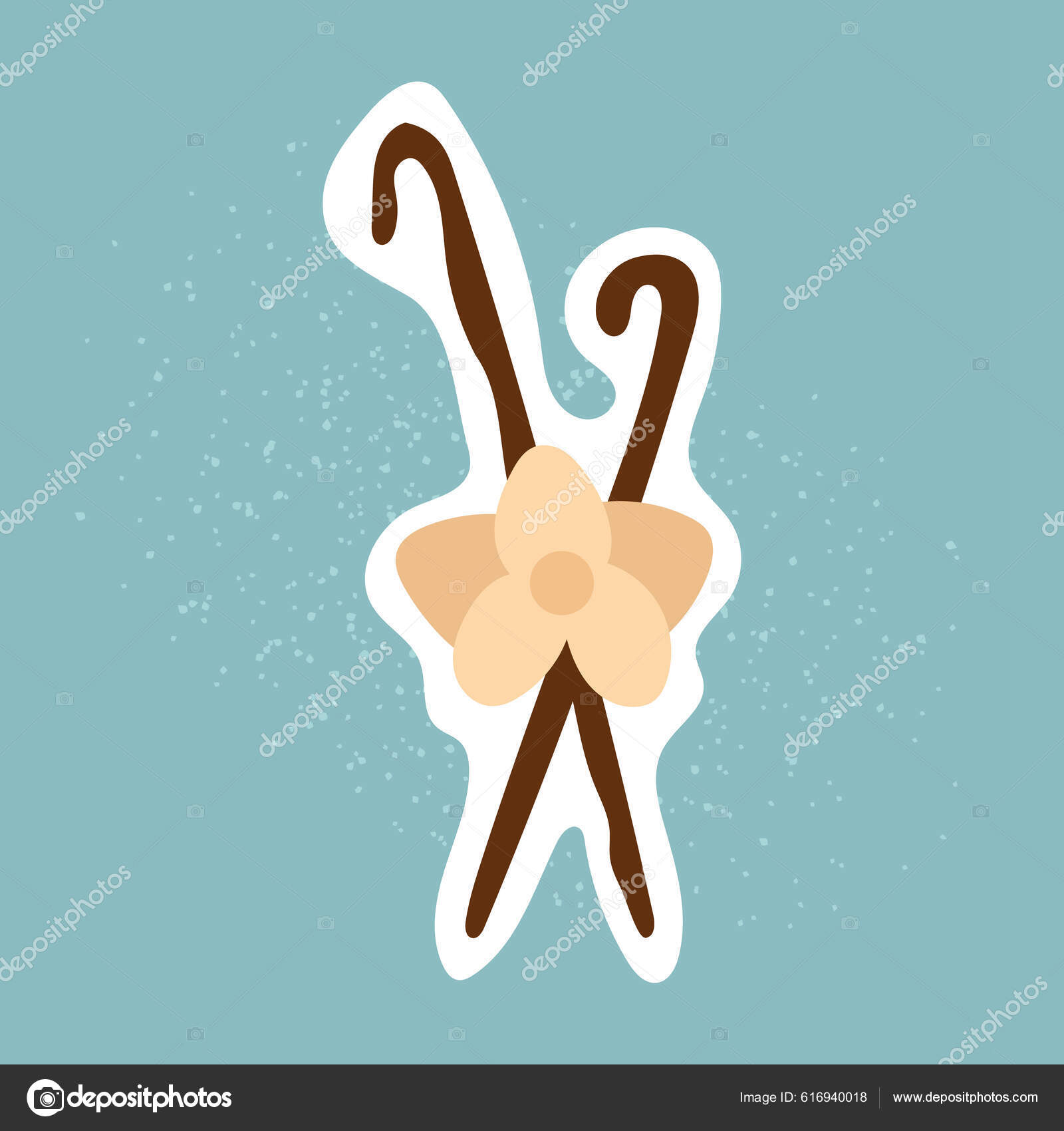 Vainilla Palos Garabatos Vector Pegatinas Condimento Aislado Dibujado ...