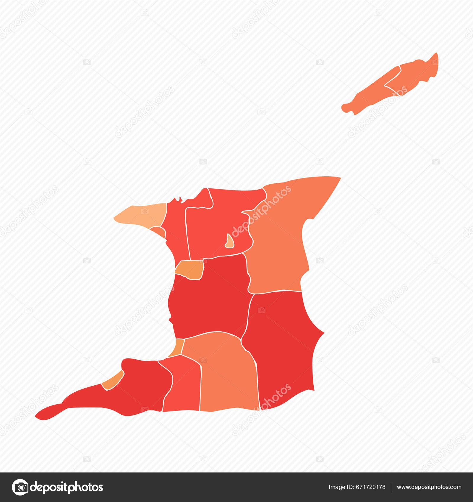 Colorful Trinidad Tobago Divided Map Illustration Vektor Stok oleh ...
