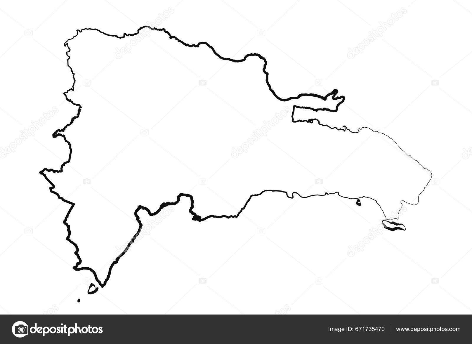 Dibujo Mapa Simple República Dominicana Forrado Mano Vector de stock ...