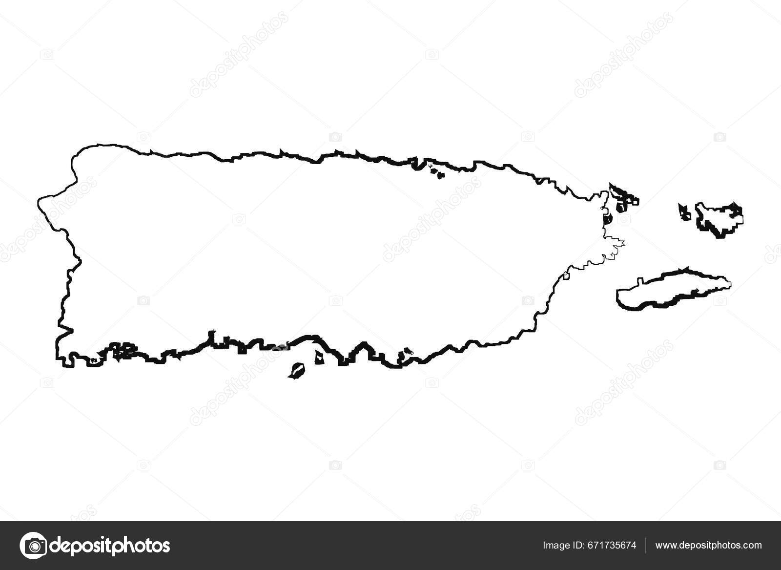 Dibujo Mapa Simple Puerto Rico Forrado Mano Vector de stock por ...