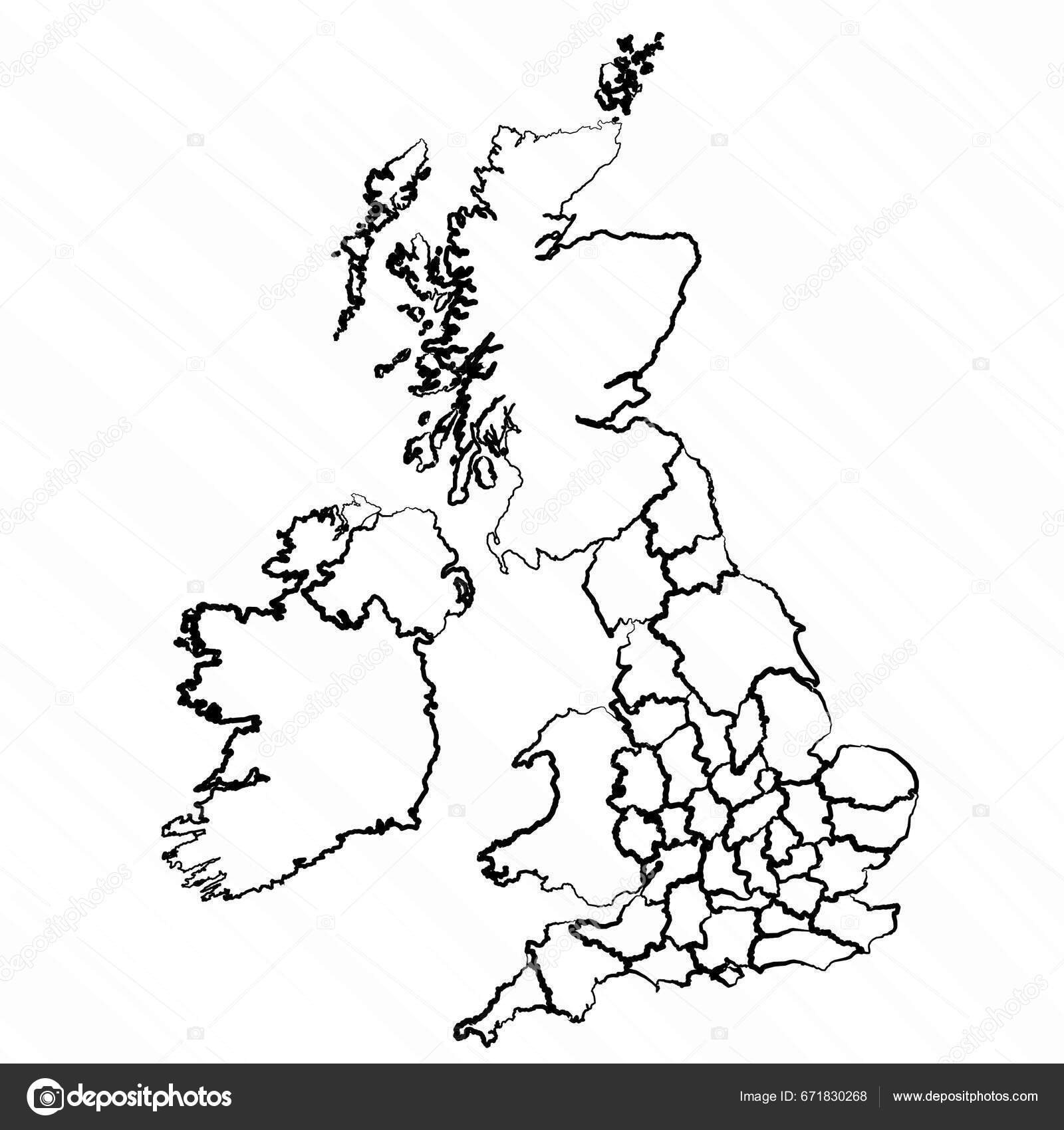 Hand Drawn United Kingdom Map Illustration Stock Vector by ...