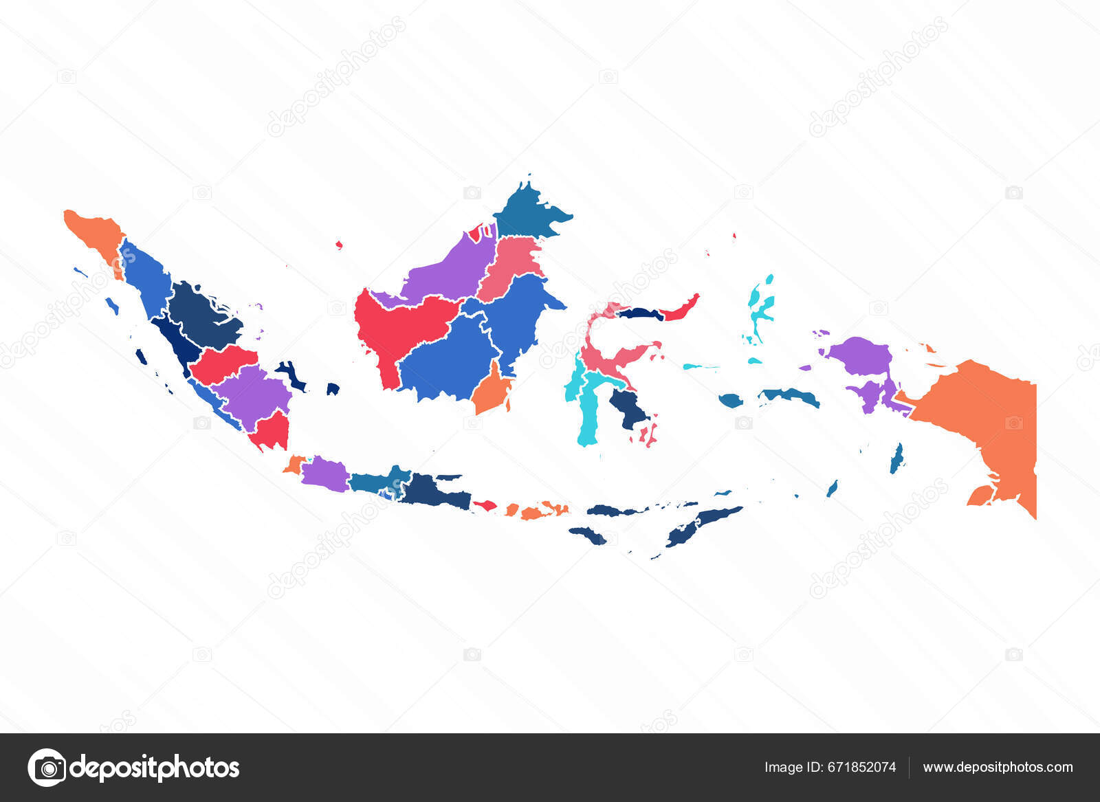Mapa Multicolor Indonesia Con Provincias Vector de stock por ...