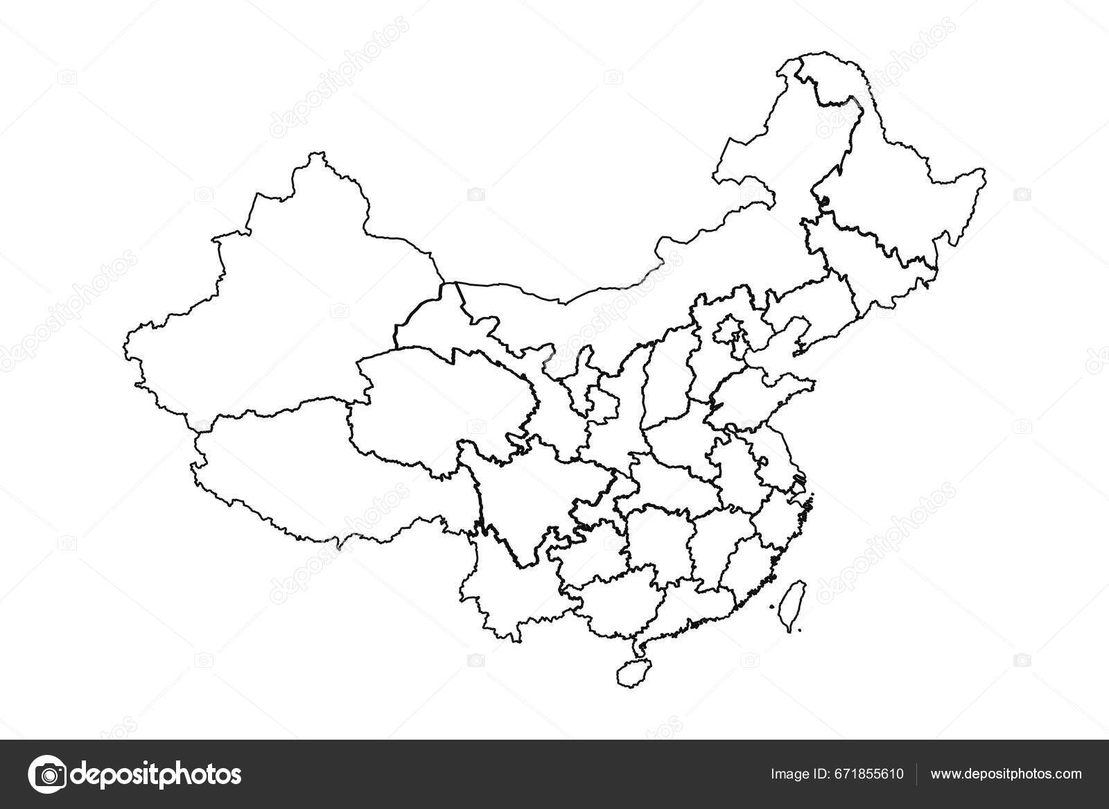 Outline Sketch Map China States Cities Stock Vector by ©businessofbasti ...