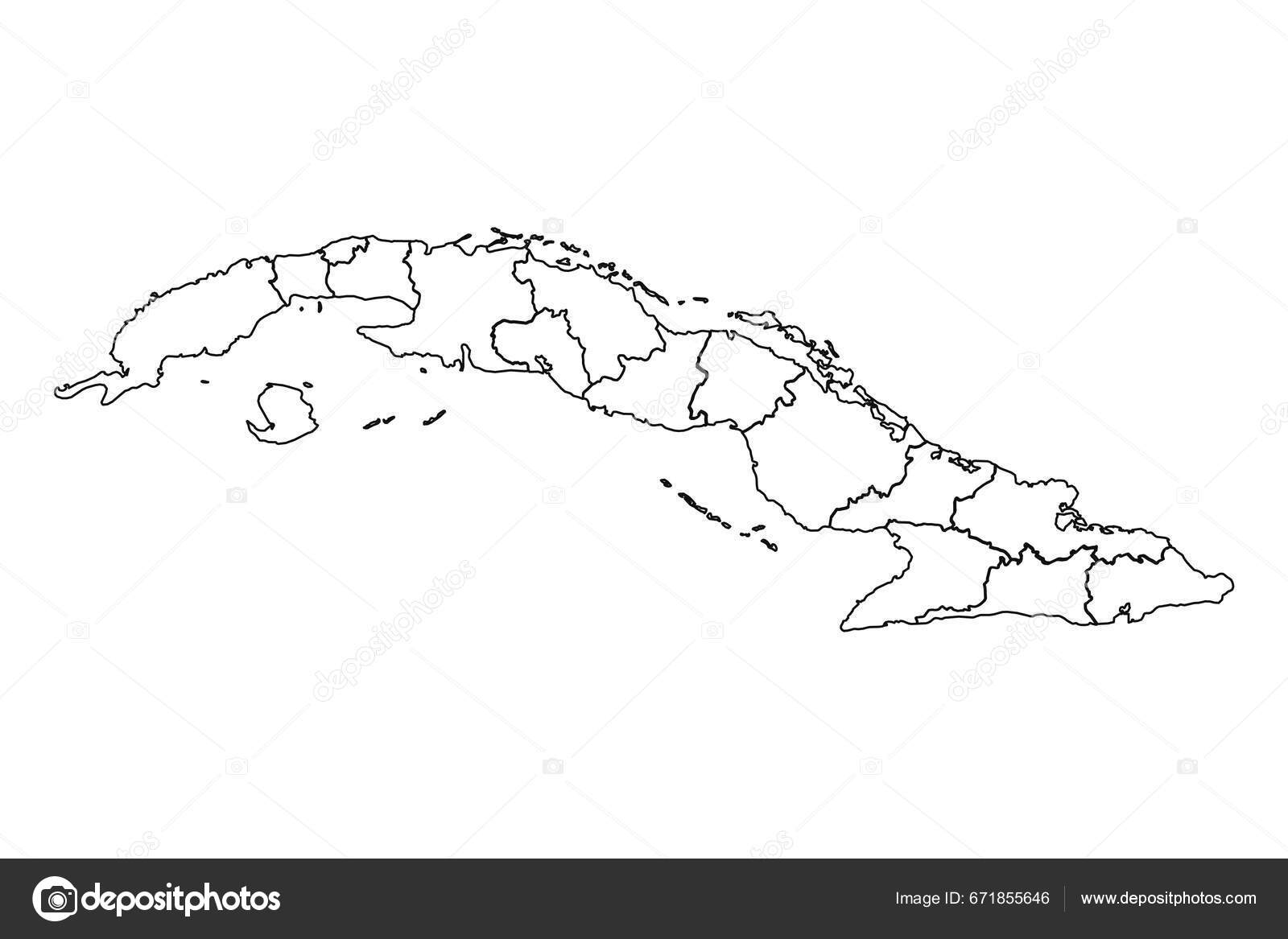 Overzicht Plattegrond Van Cuba Met Staten Steden stockvector door ...