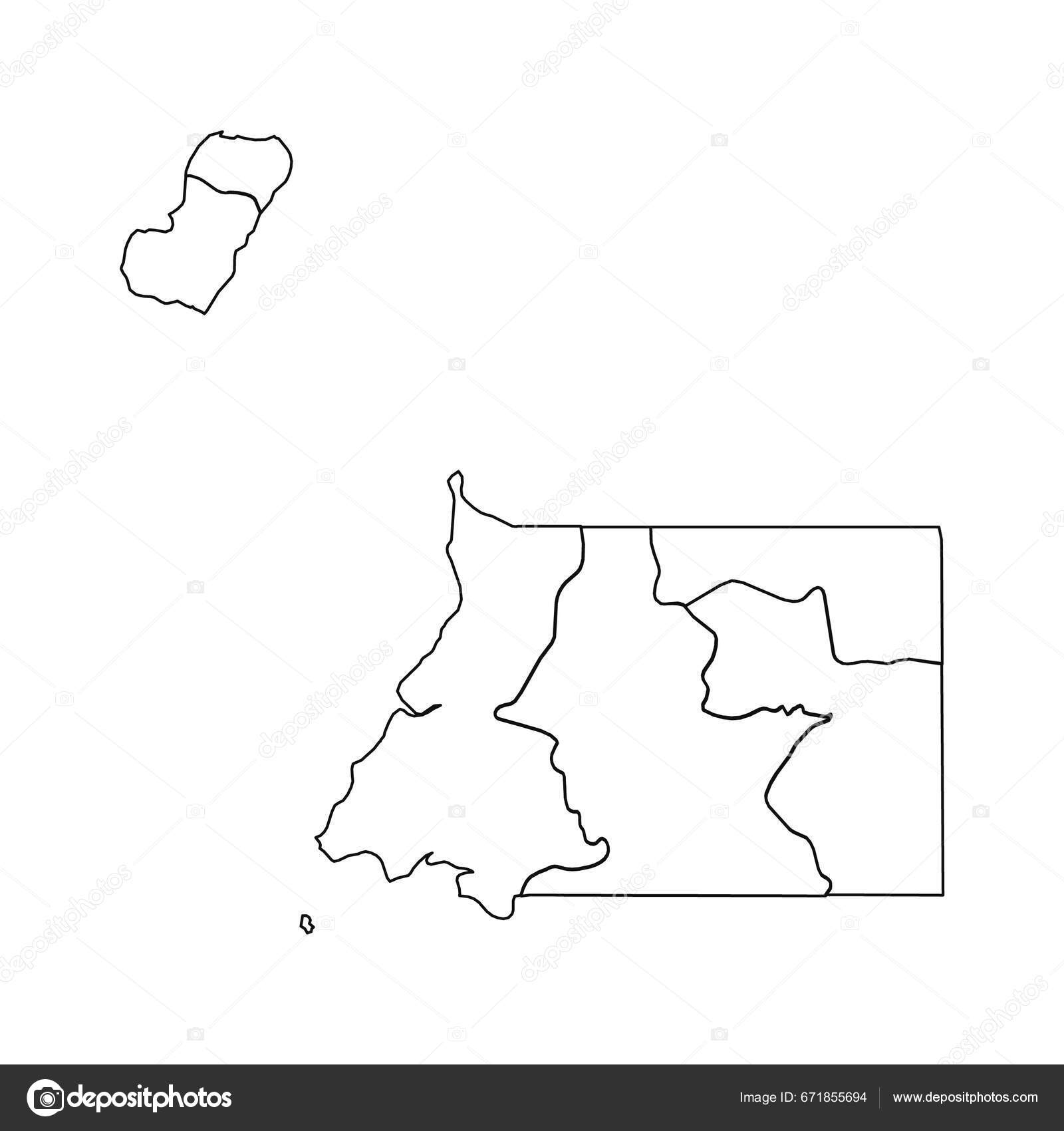 Bosquejo Mapa Guinea Ecuatorial Con Estados Ciudades Vector de stock ...