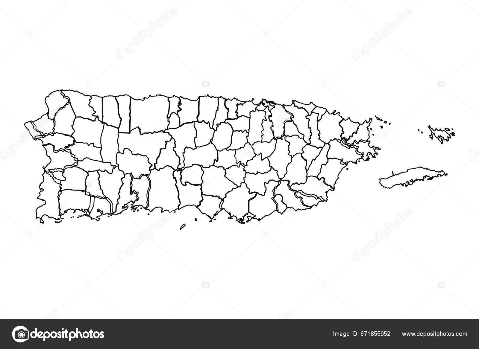 Bosquejo Del Mapa Puerto Rico Con Estados Ciudades Vector de stock por ...