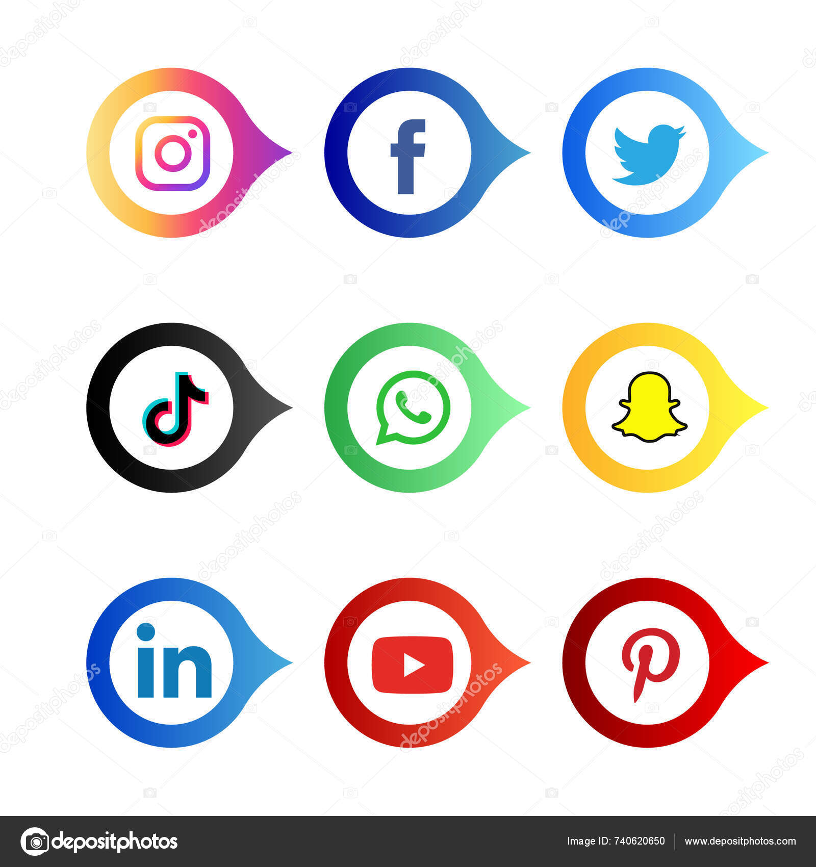 Gradient Social Media Icon Set Stock Vector by ©Abdelkadirbasti 740620650