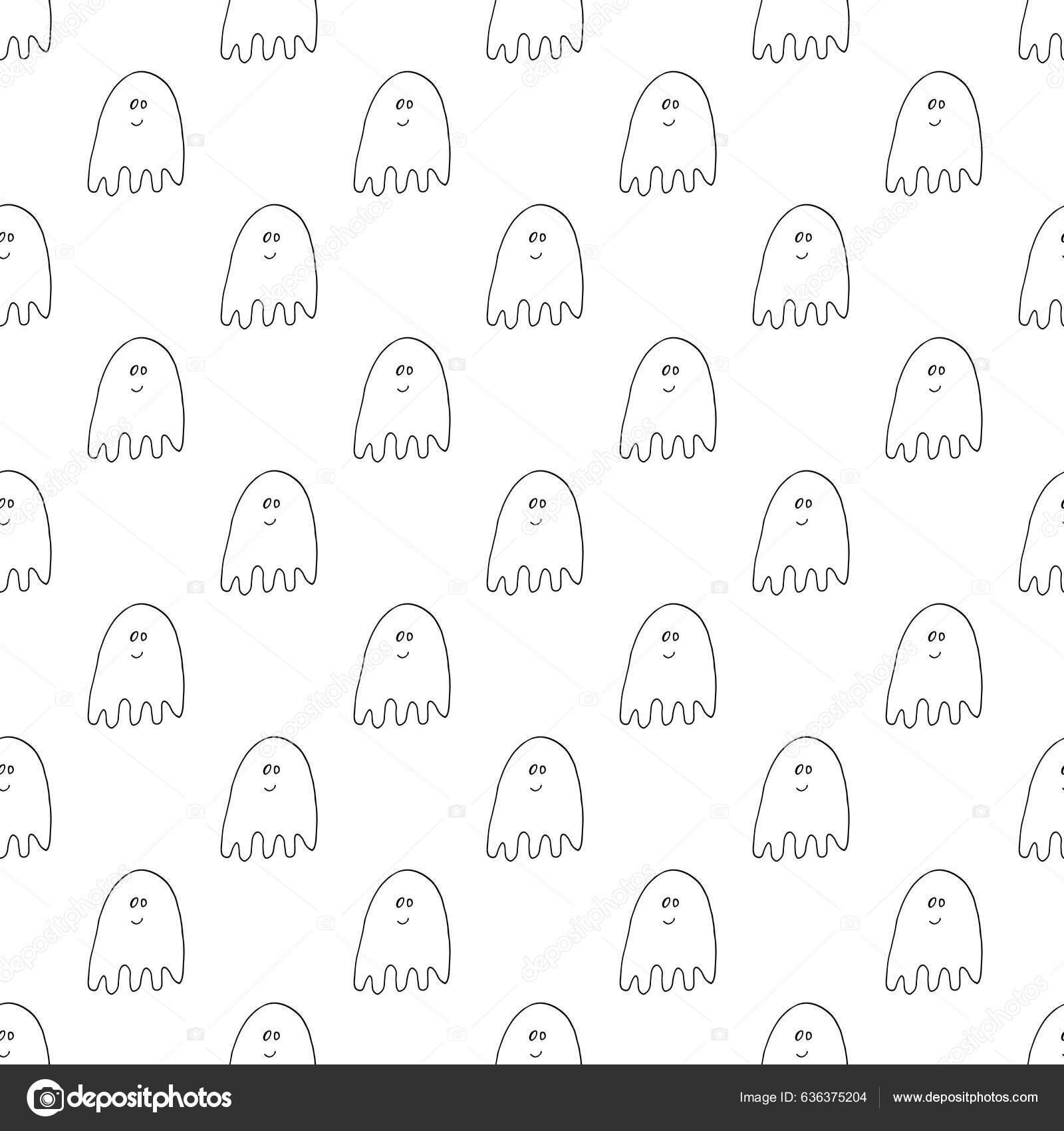 Cute Ghost Seamless Pattern Design Halloween Holiday Cartoon Background Vector Stock Vector by ...
