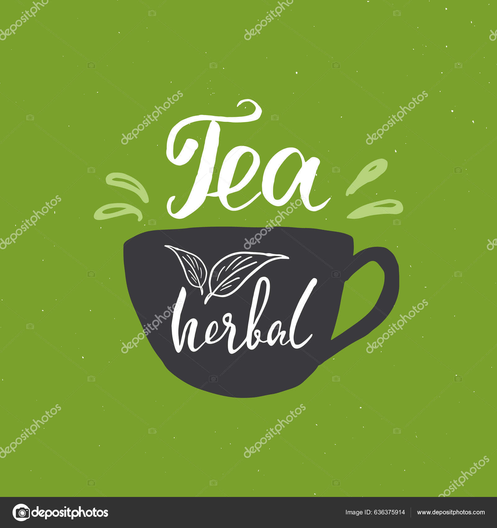 Herbal Tea Lettering Handwritten Sign Hand Drawn Grunge Calligraphic ...