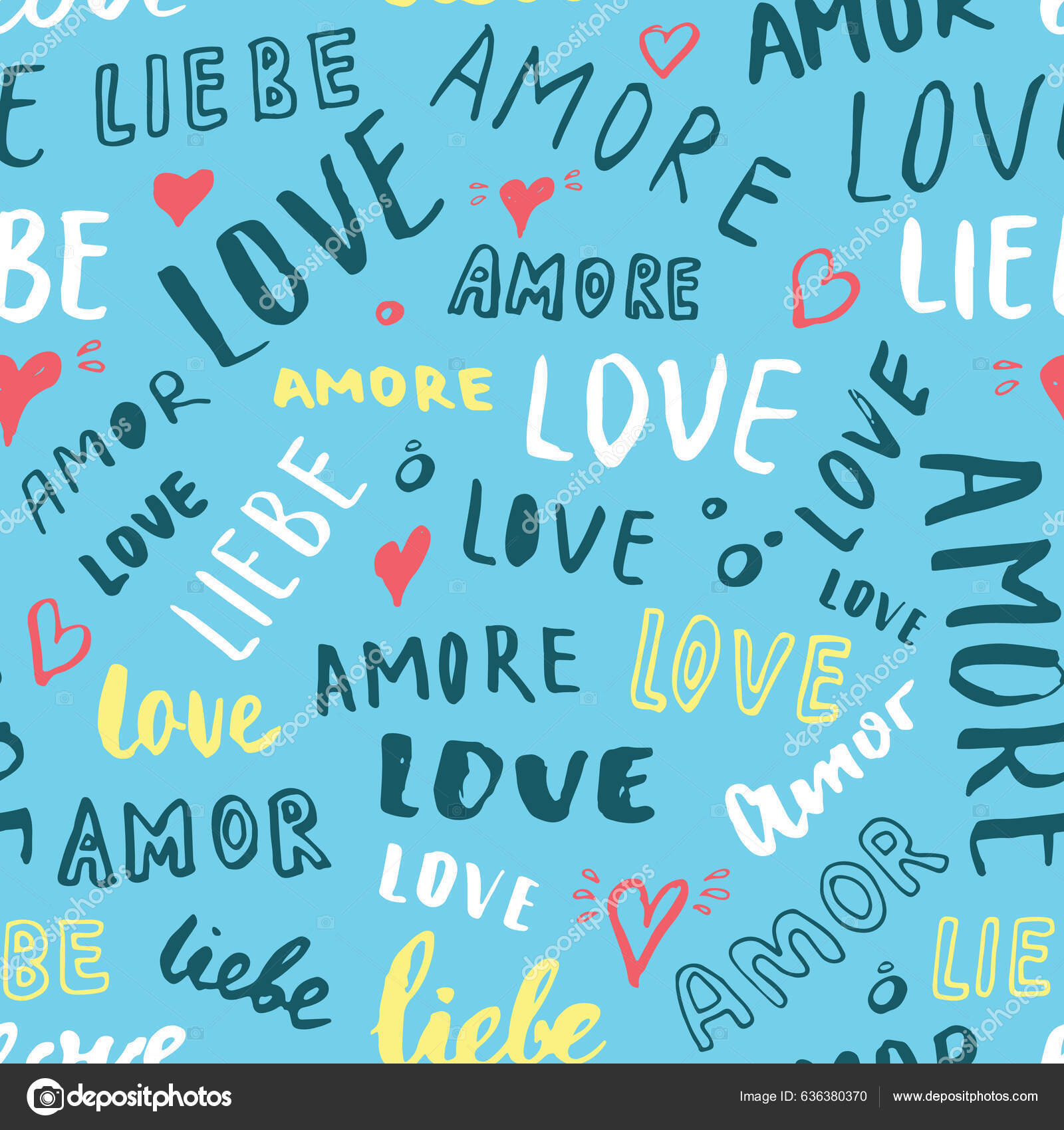 Love Lettering Seamless Pattern Vector Illustration Love Written ...