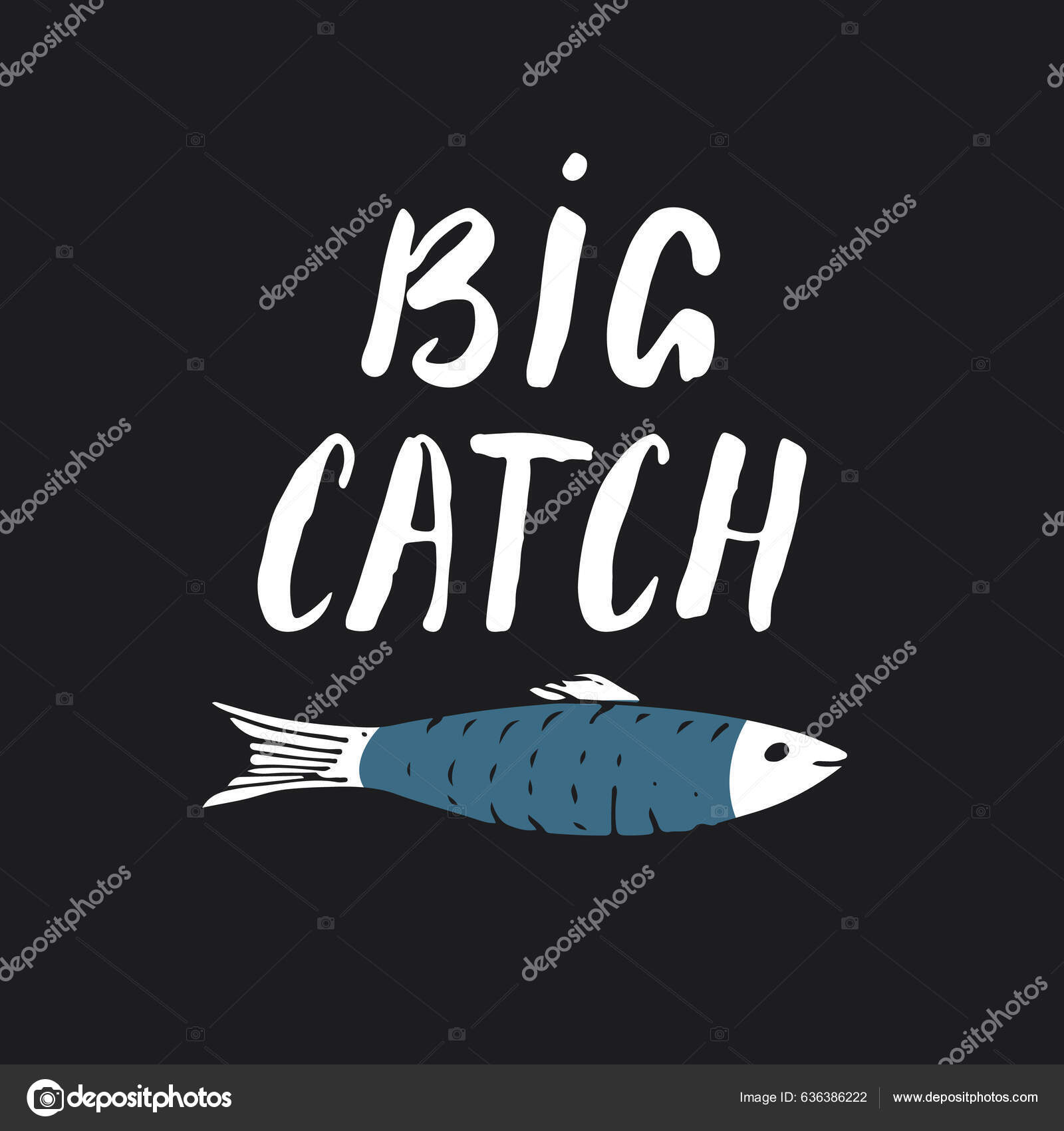 Big Catch Fish Sign Fishing Concept Outdoor Hobby Vector Illustration ...