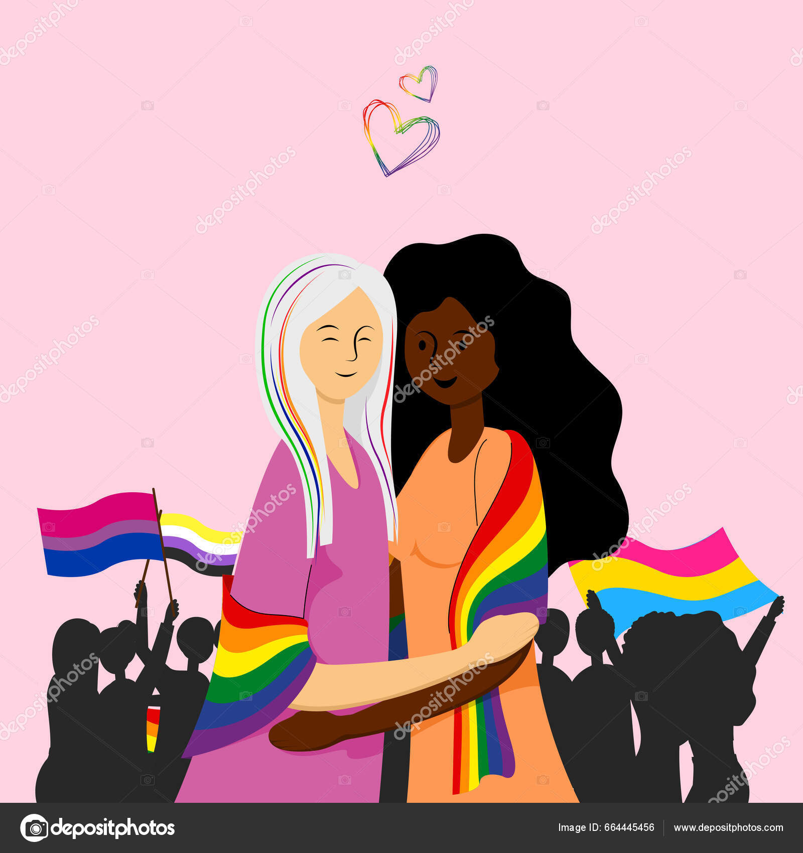 Menschen Mit Lgbtq Fahnen Stolz Monat Und Für Gleichberechtigung Und ...