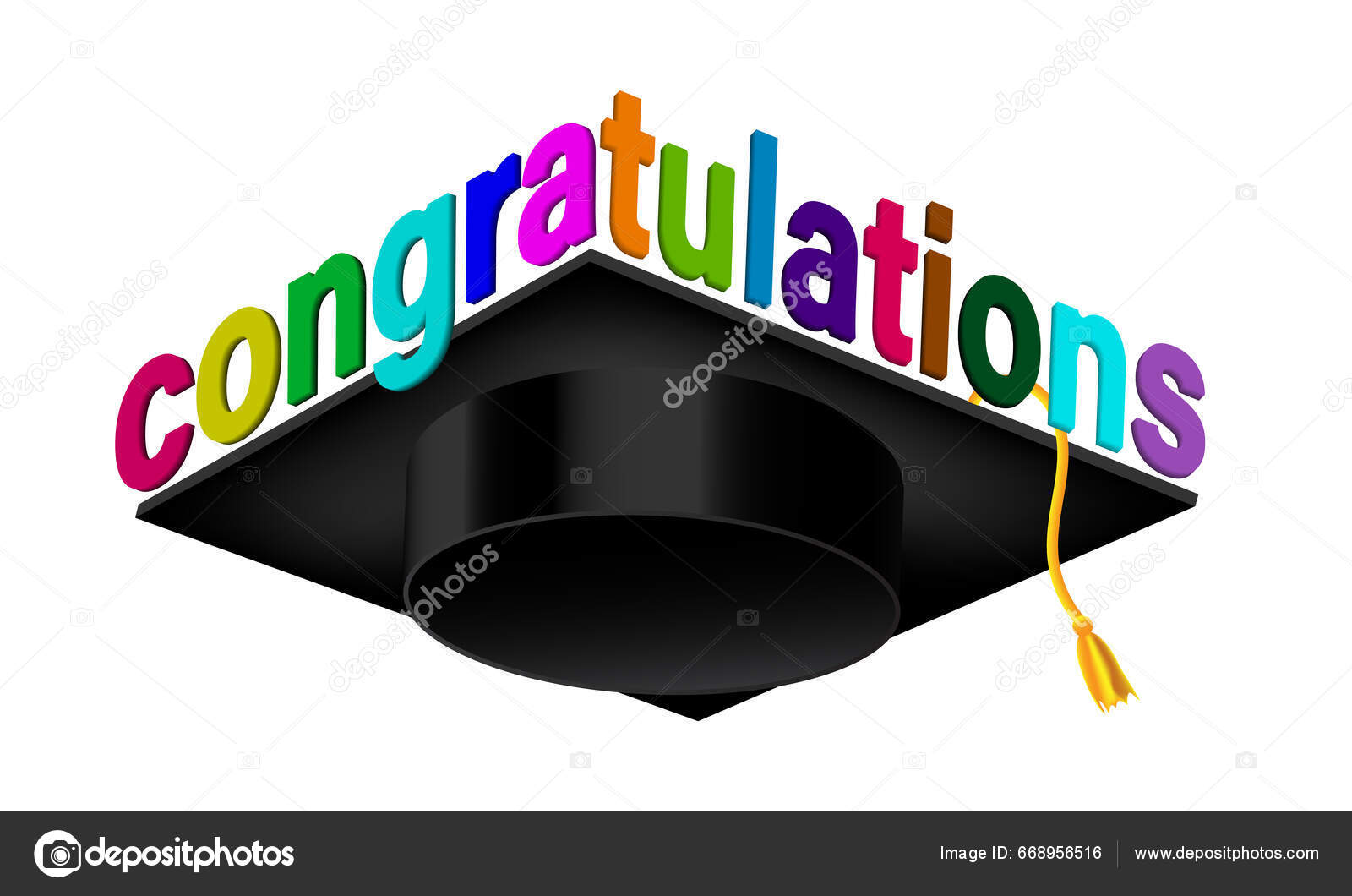 Graduation Congratulations Logo Graduation Cap White Background Used ...