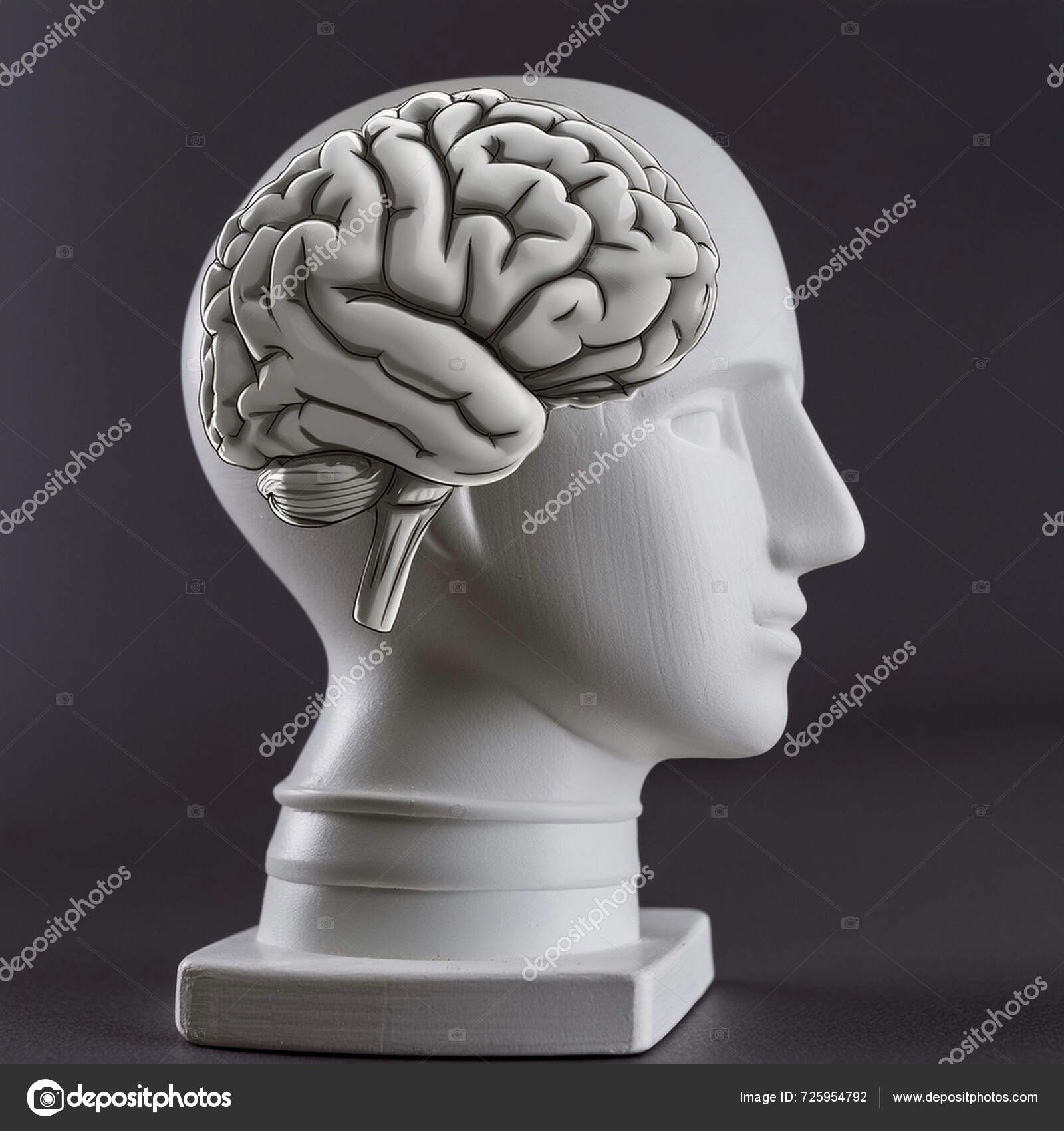 Brain Profile Human Head Brain Illuminated Neural Networks Data Streams ...