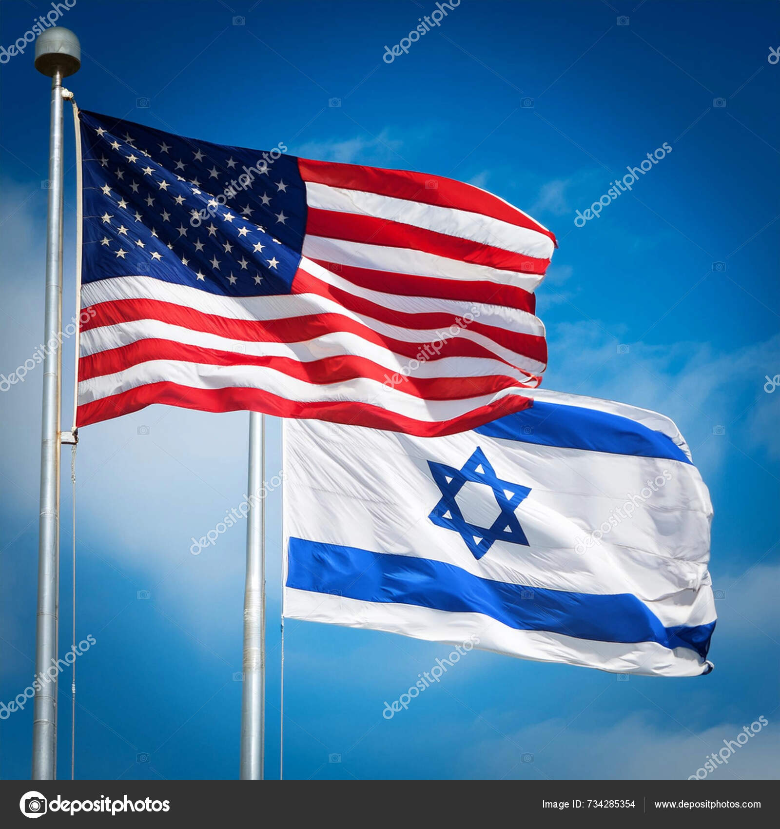 Usa Israel Flag Both Countries Leader Benjamin Netanyahu's Visit White ...
