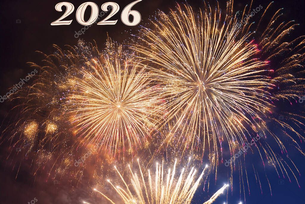 2026. Fuegos artificiales. Feliz Año Nuevo 2026. Fuegos artificiales ...