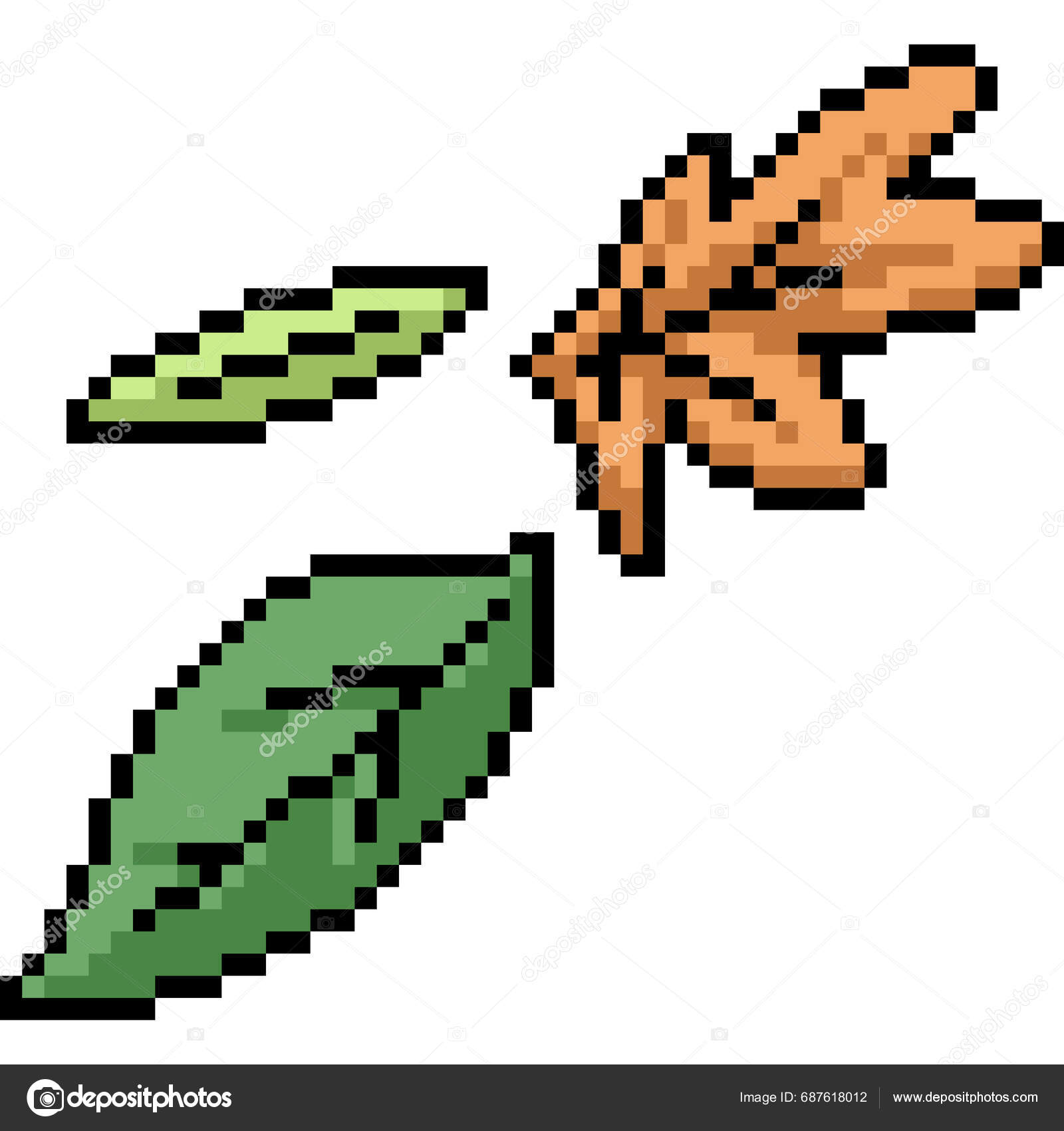 Pixel Art Leaf Nature Fall Stock Vector by ©non157 687618012