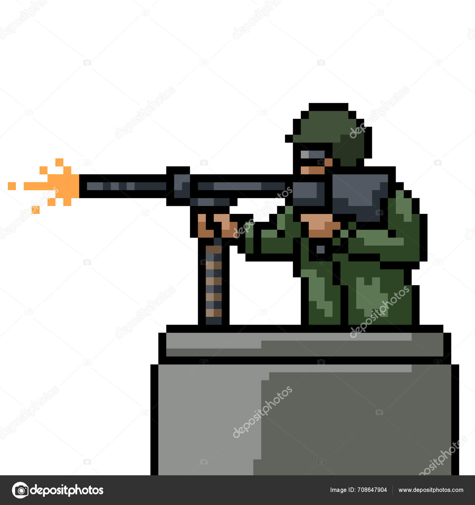 Pixel Art Soldier Battle War Isolated Background Stock Vector by ...