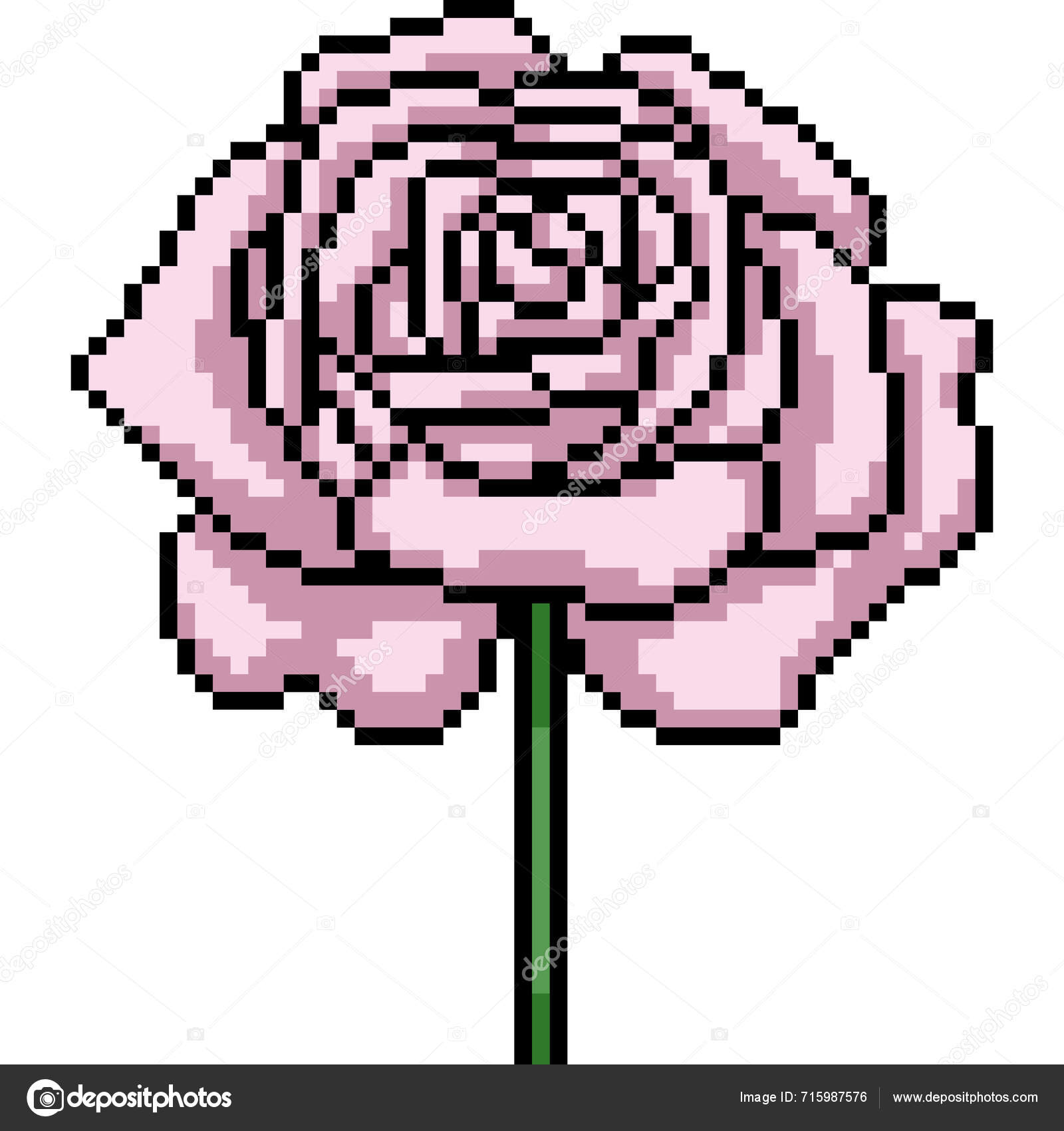 Image vectorielle Pixel Art Fleur Rose Croître Fond Isolé par ©non157 ...