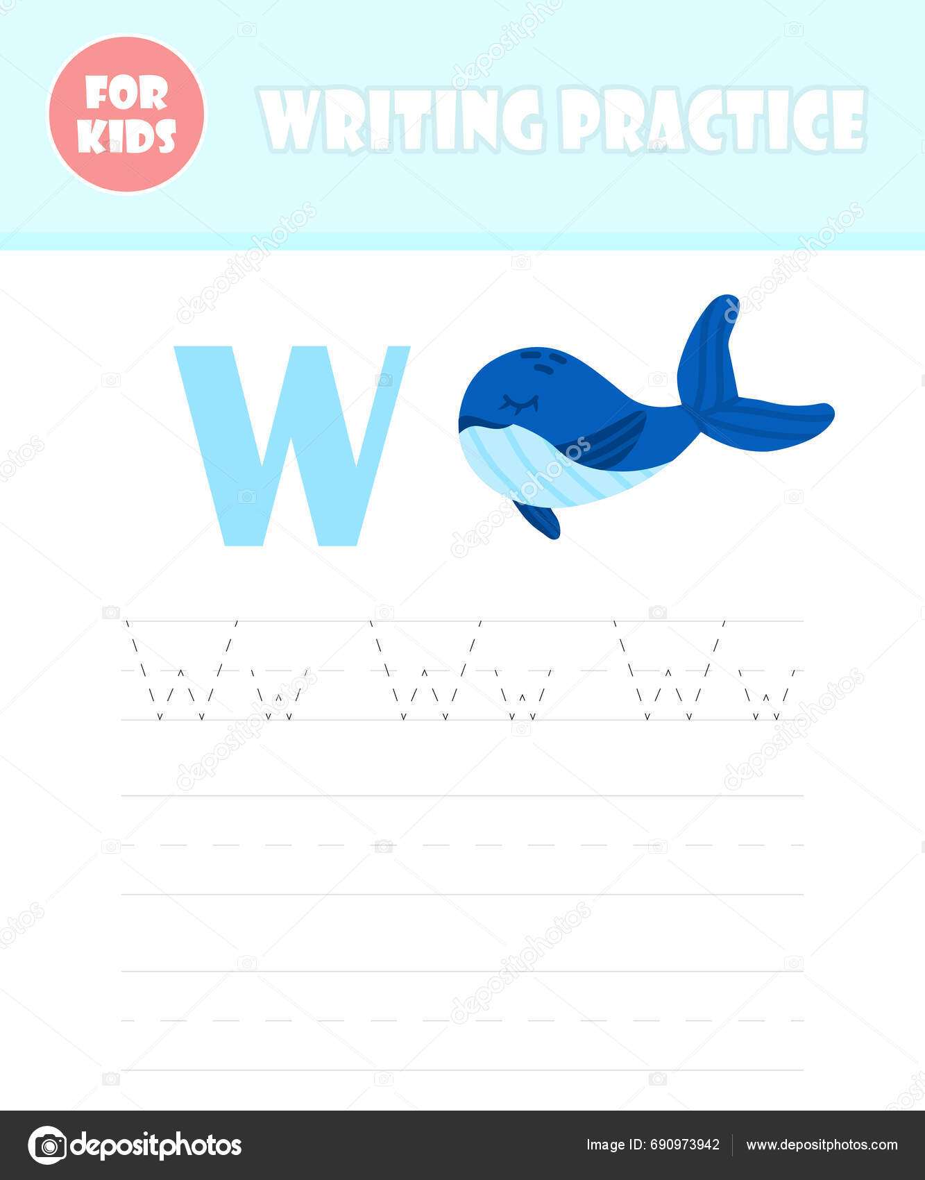 Writing Practice Book Page Vector Alphabet Cartoon Template Education ...