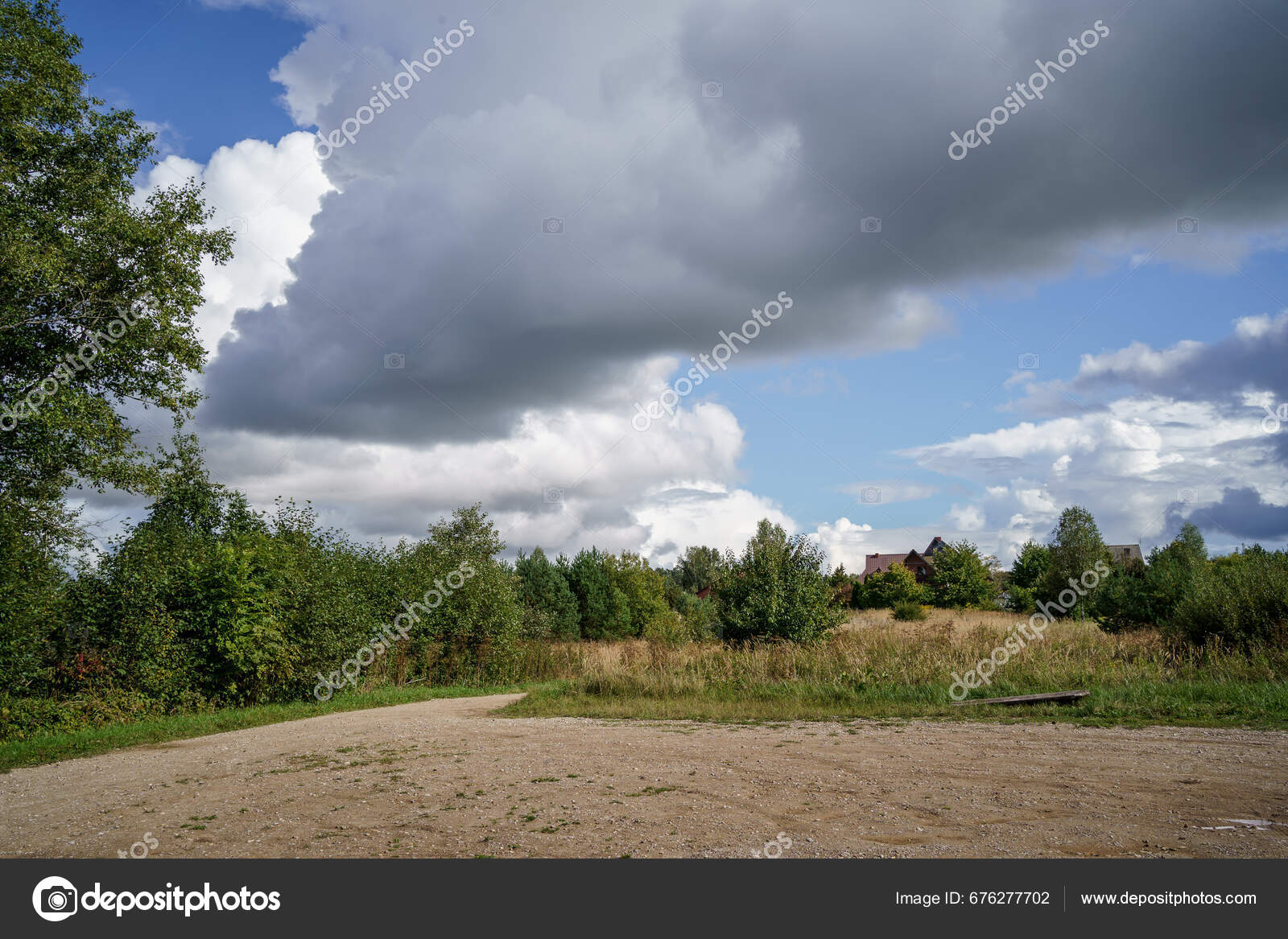 White Rain Clouds Countryside Summer Blue Sky High Contrast — Stock ...