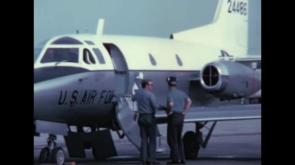 Air Force Officers Talking Parked Vip Transport Plane Ladder Extended ...