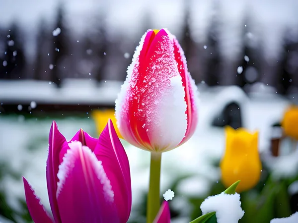 Beautiful Tulips In Winter