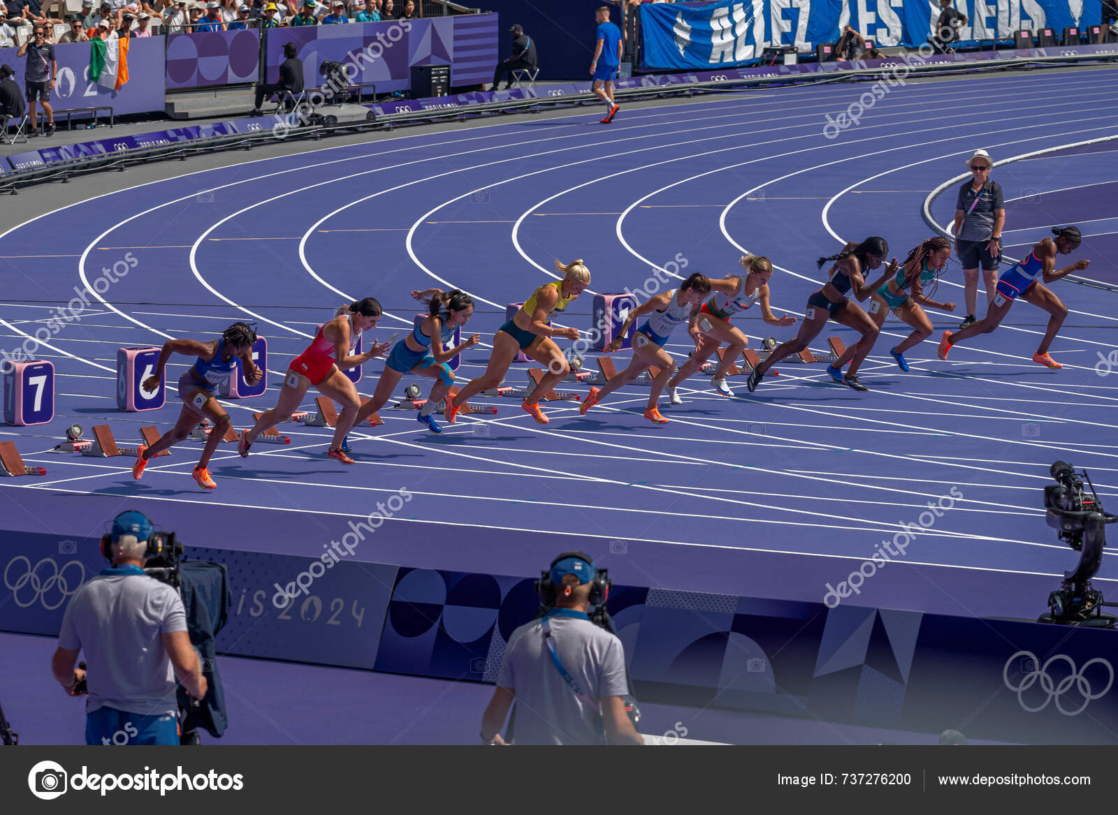 Paris France 2024 Olympic Games Paris 2024 View Women's 100M — Stock Editorial Photo © frlegros ...