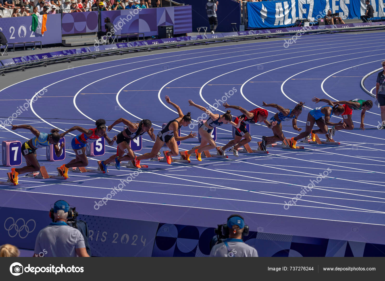 Parigi Francia 2024 Giochi Olimpici Parigi 2024 Veduta Dei 100M — Foto stock editoriale di ...