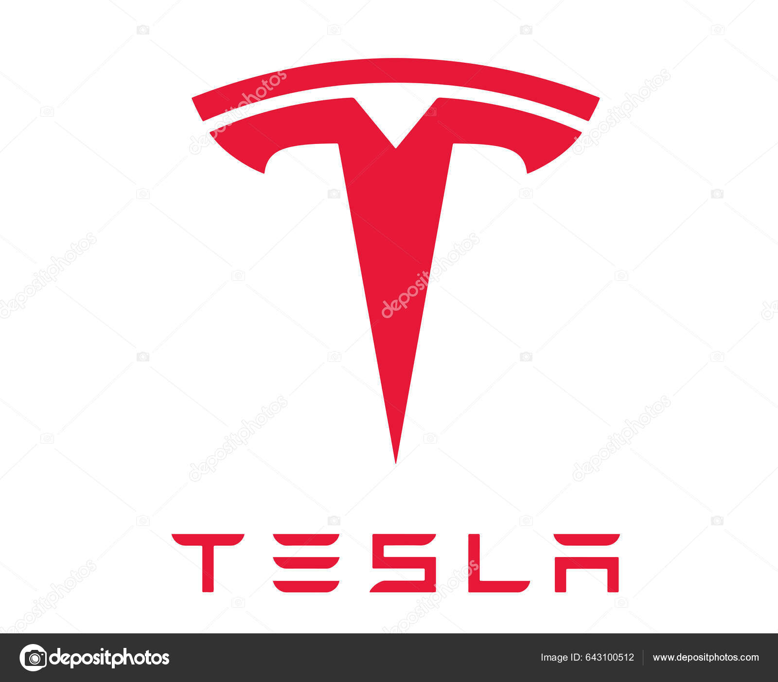 Tesla Brand Logo Car Symbol Name Red Design Usa Automobile Stock Vector ...