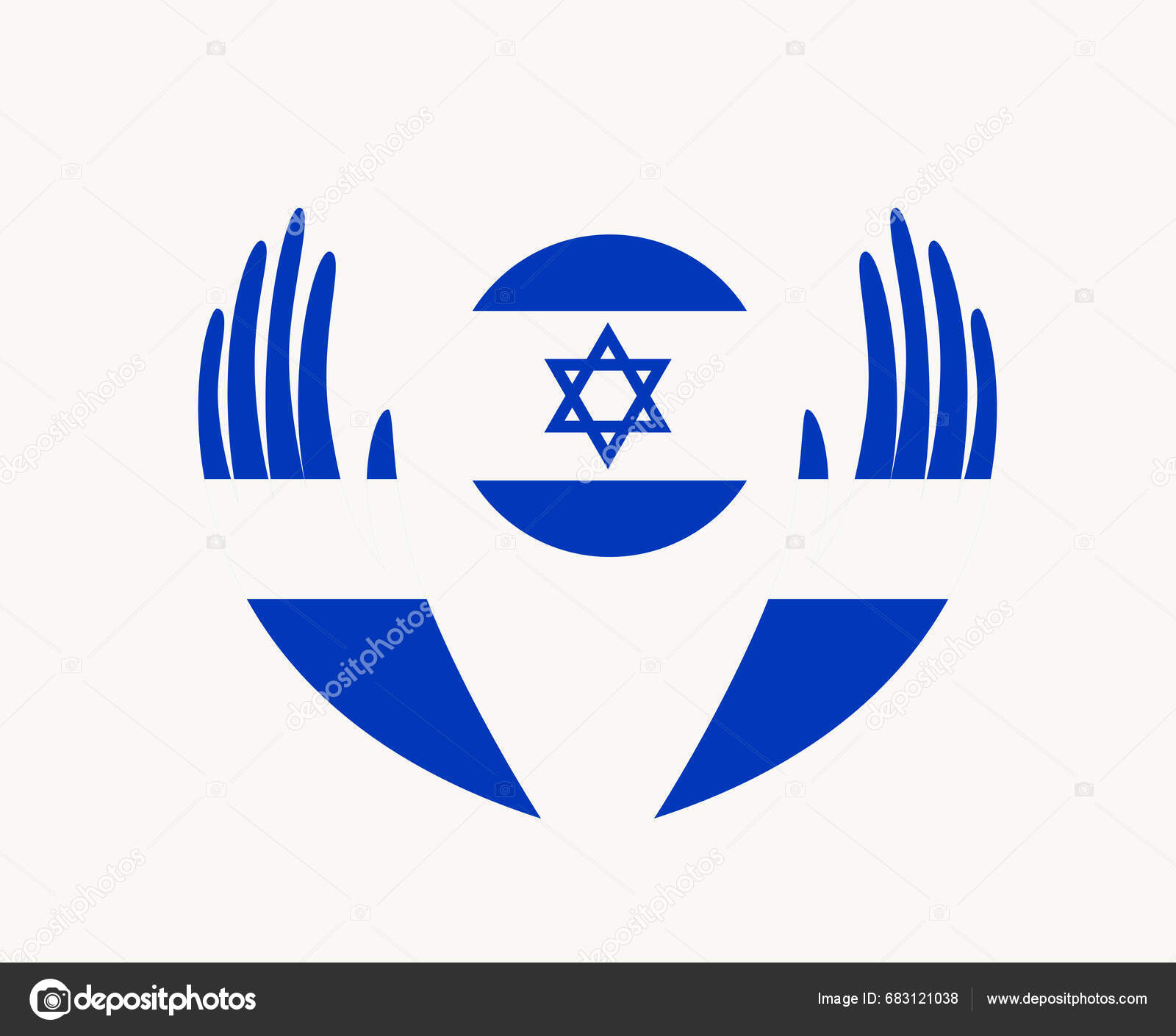 Israel Flag Hands Symbol Middle East Country Abstract Design Vector ...