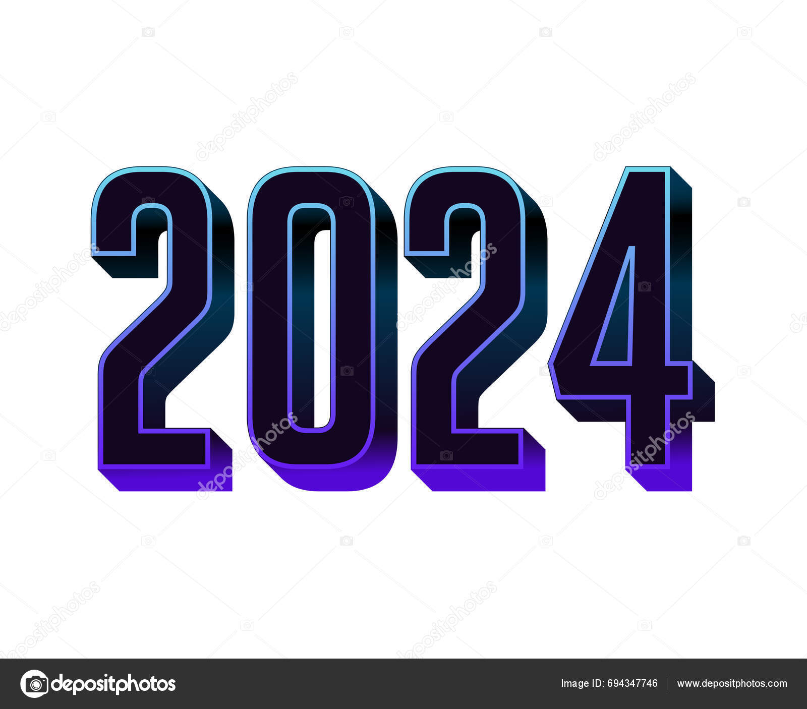 Feliz Ano Novo 2024 Abstrato Azul Design Gráfico Vector Logo imagem ...